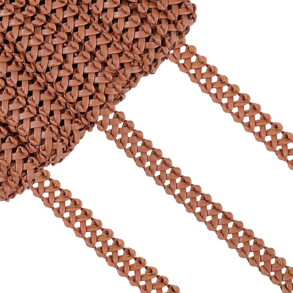 15 Yard Leather Braid Trims Saddle Brown PU Imitation Leather Braid ...