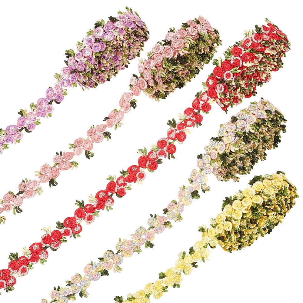 15 Yards 5 Colors Polyester Flower Lace Trim Flower Lace Ribbon For ...