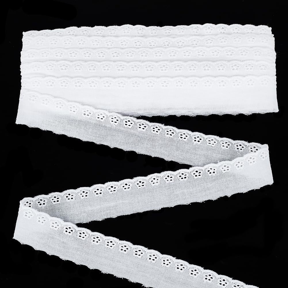 15 Yards Cotton Eyelet Lace Trim 1 inch Wide White Cotton Lace Ribbon ...