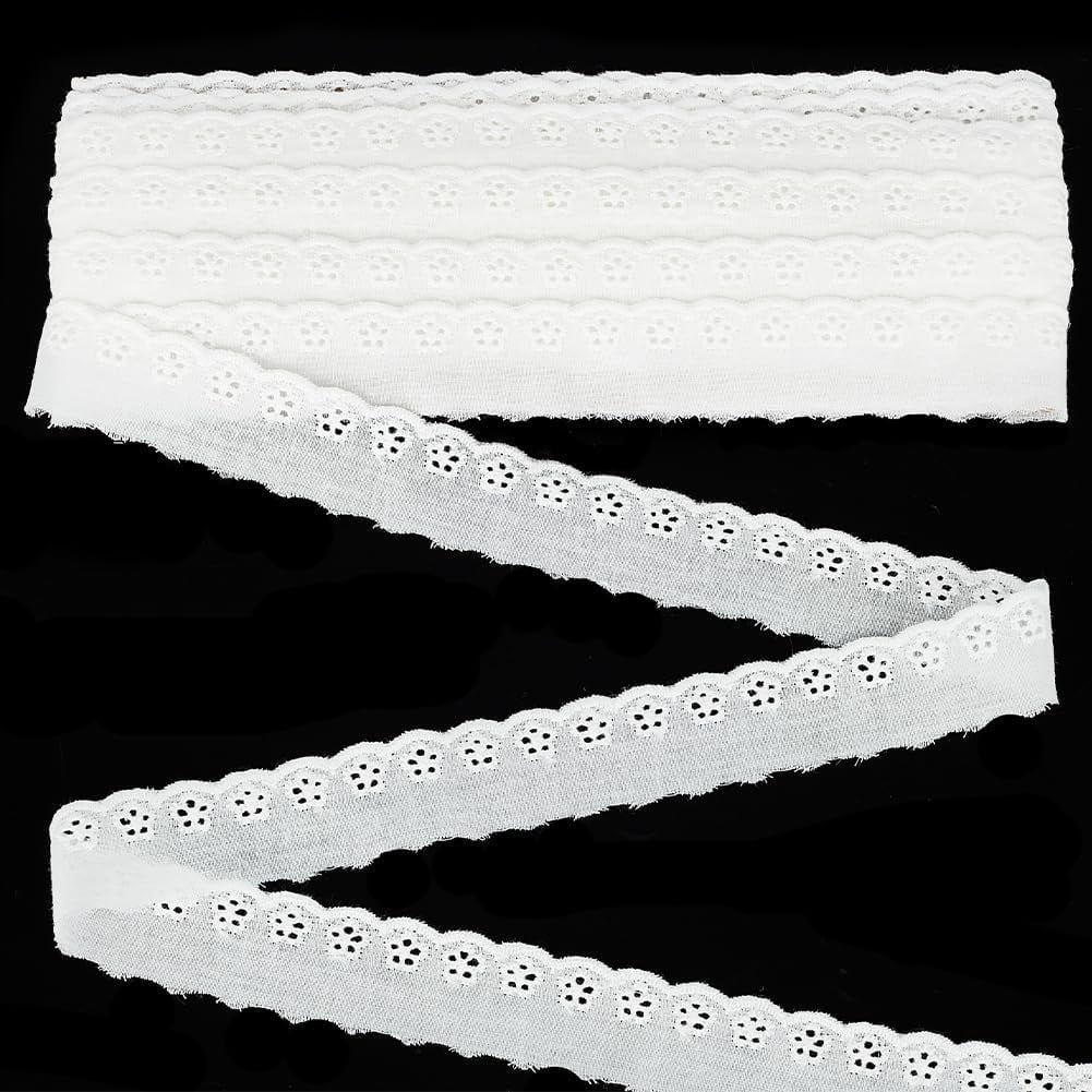15 Yards Cotton Eyelet Lace Trim 1 inch Wide WhiteSmoke Cotton Lace ...