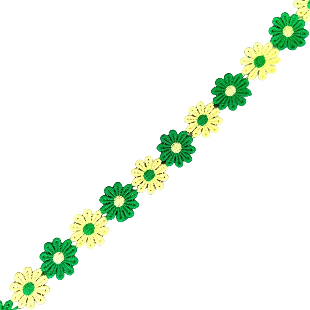 15 Yards Embroidered Flower Lace Trim 25mm Wide Embroidered Applique ...