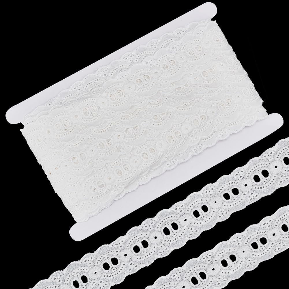 15 Yards Eyelet Lace Trim 1-3/8 inch Wide Embroidery Cotton Lace Ribbon ...
