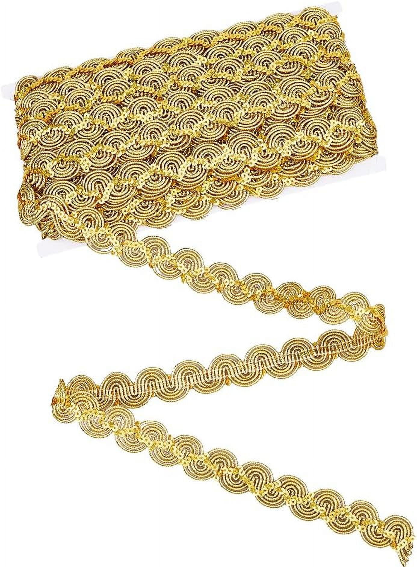 15 Yards Gimp Braid Trim Gold Lace Ribbon Wave Edge Trimming Wedding ...