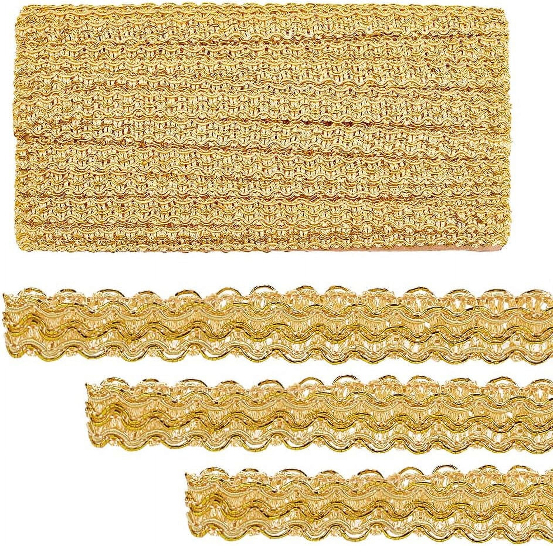 15 Yards Golden Braid Lace Trim 15mm Wavy Woven Lace Ribbon Filigree ...