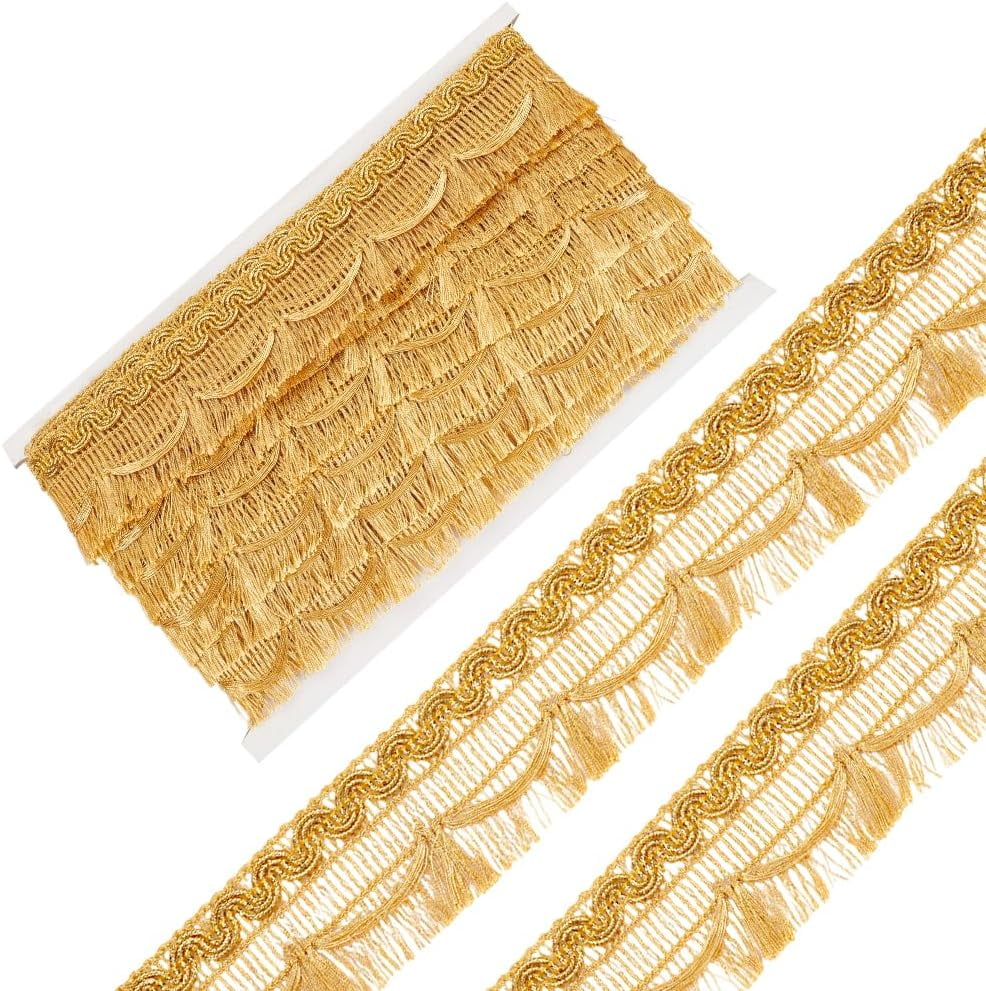 15 Yards Goldenrod Fringe Trim 1.6 Inch Wide Filigree Tassel Fabric ...