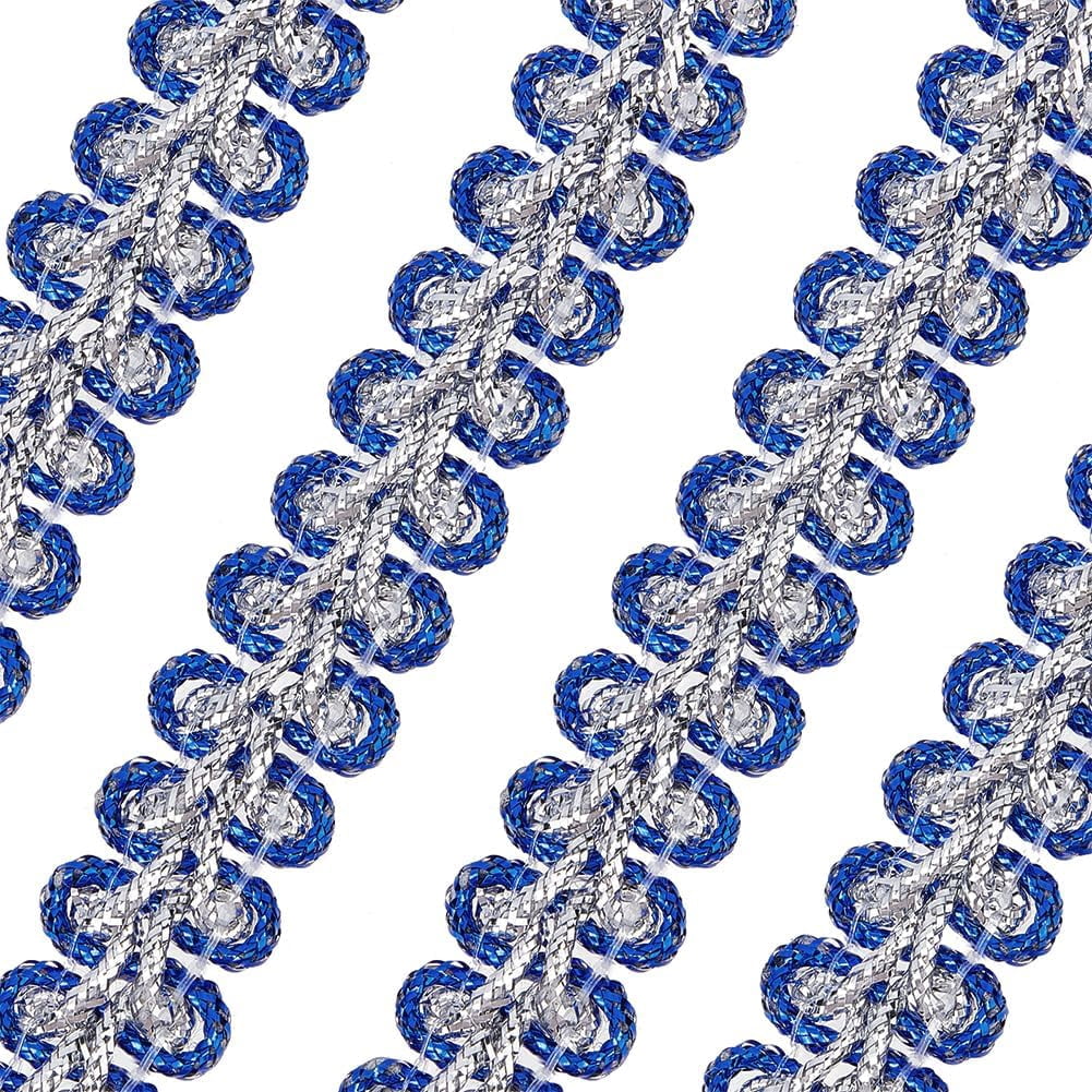 15 Yards Metallic Braid Lace Trim Blue & Silver Sewing Centipede Lace 3 ...