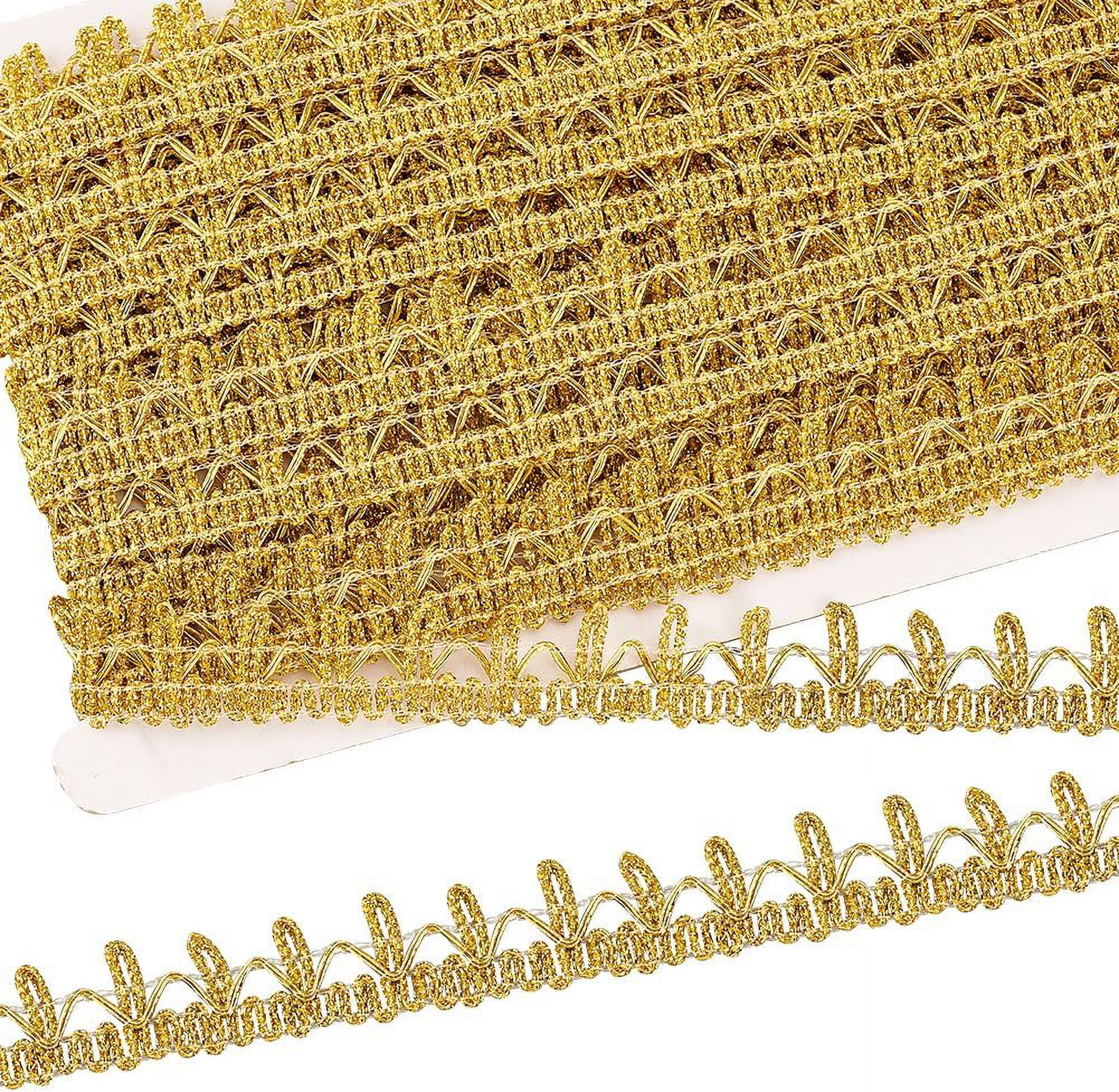 15 Yards Metallic Braid Trim 22mm Wide Gold Filigree Corrugated Lace ...