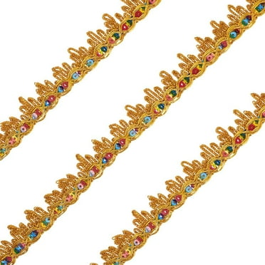 20Yds 3 4 Metallic Gold Braid Lace Trim Flower Glitter Scroll Trims ...