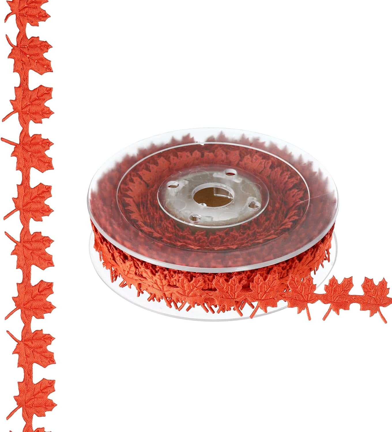 15 Yards Red Maple Leaf Ribbon, Leaves Trim Rope Artificial Leaf String ...