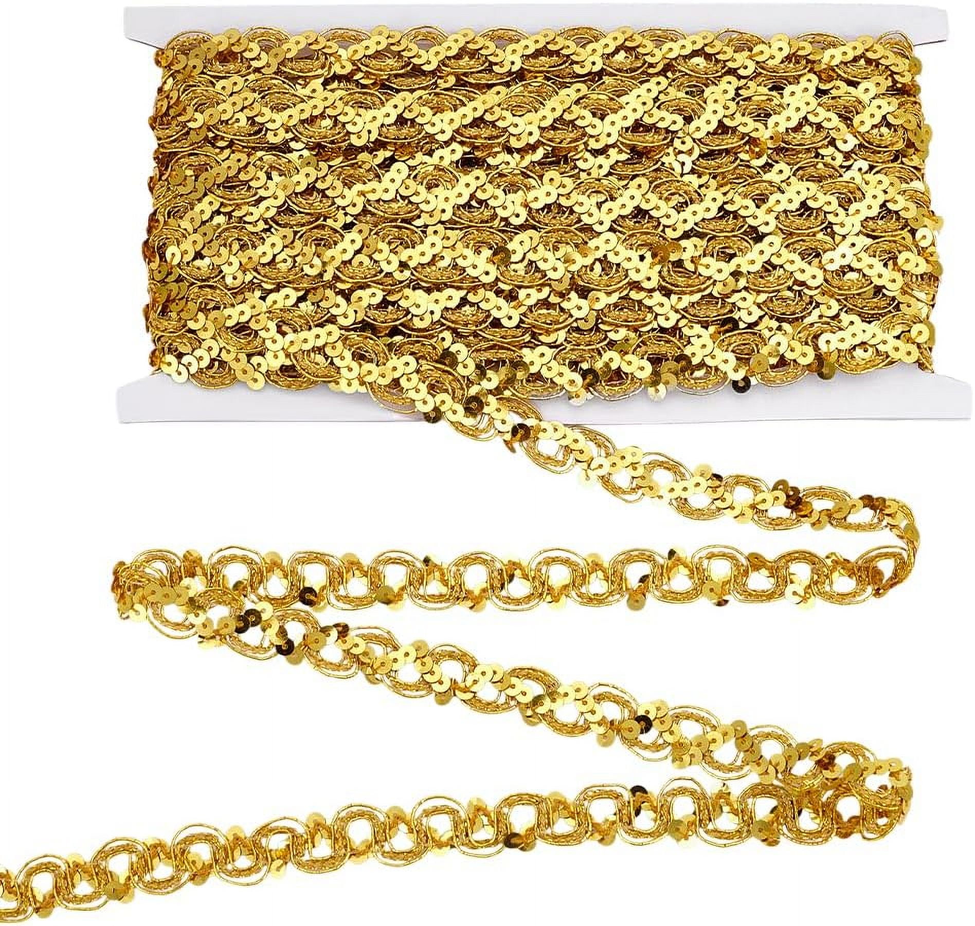 15 Yards Sequins Wavy Lace 3/4 inch WiS Wave Sequin Braid Strip Gold ...