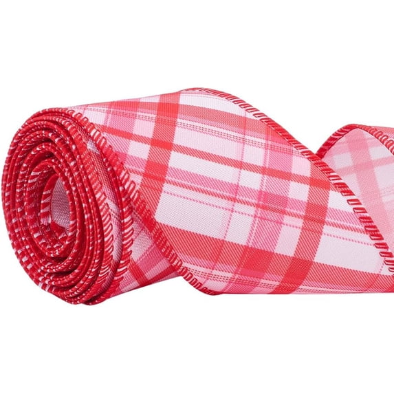 15 Yards Tartan Pattern Polyester Ribbon with Iron Line Edge 2-1/2 Inch ...