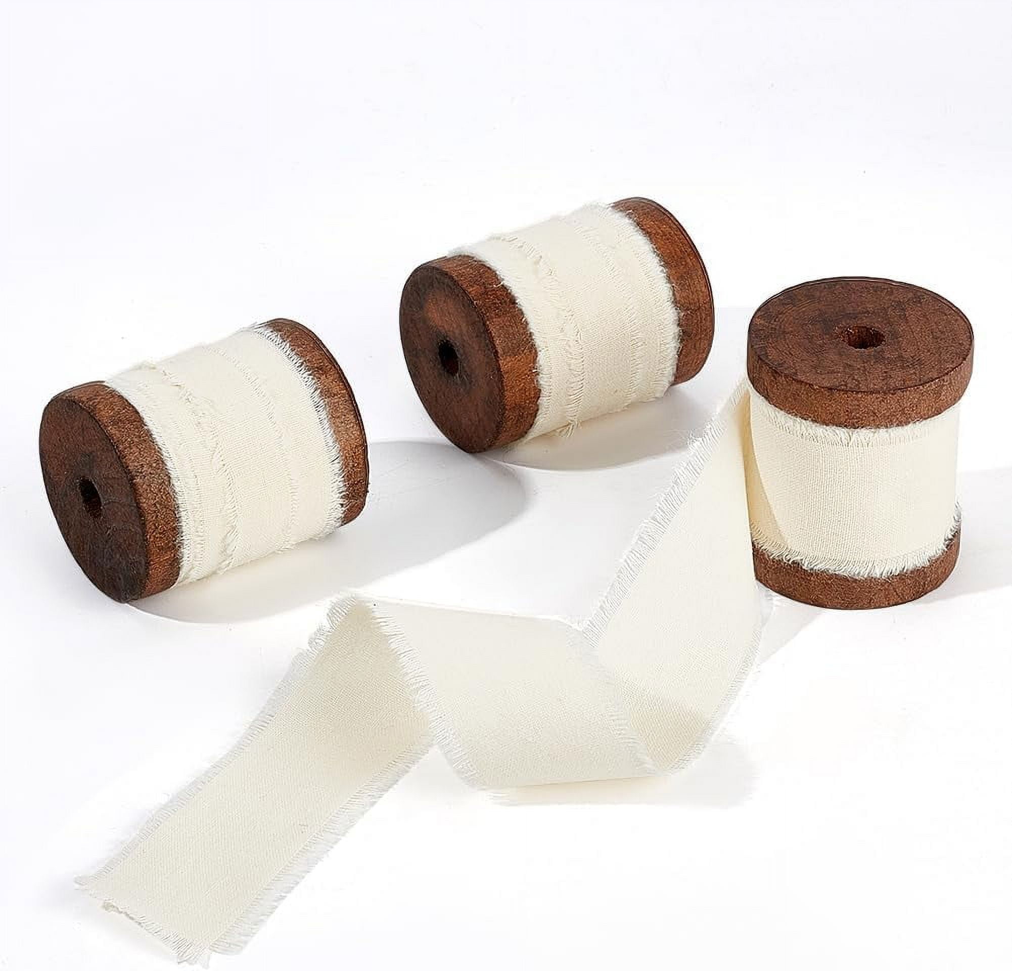 15 Yards x 1-1/2 Inch Cotton Frayed Fringe Ribbon Cotton Linen Ribbon ...