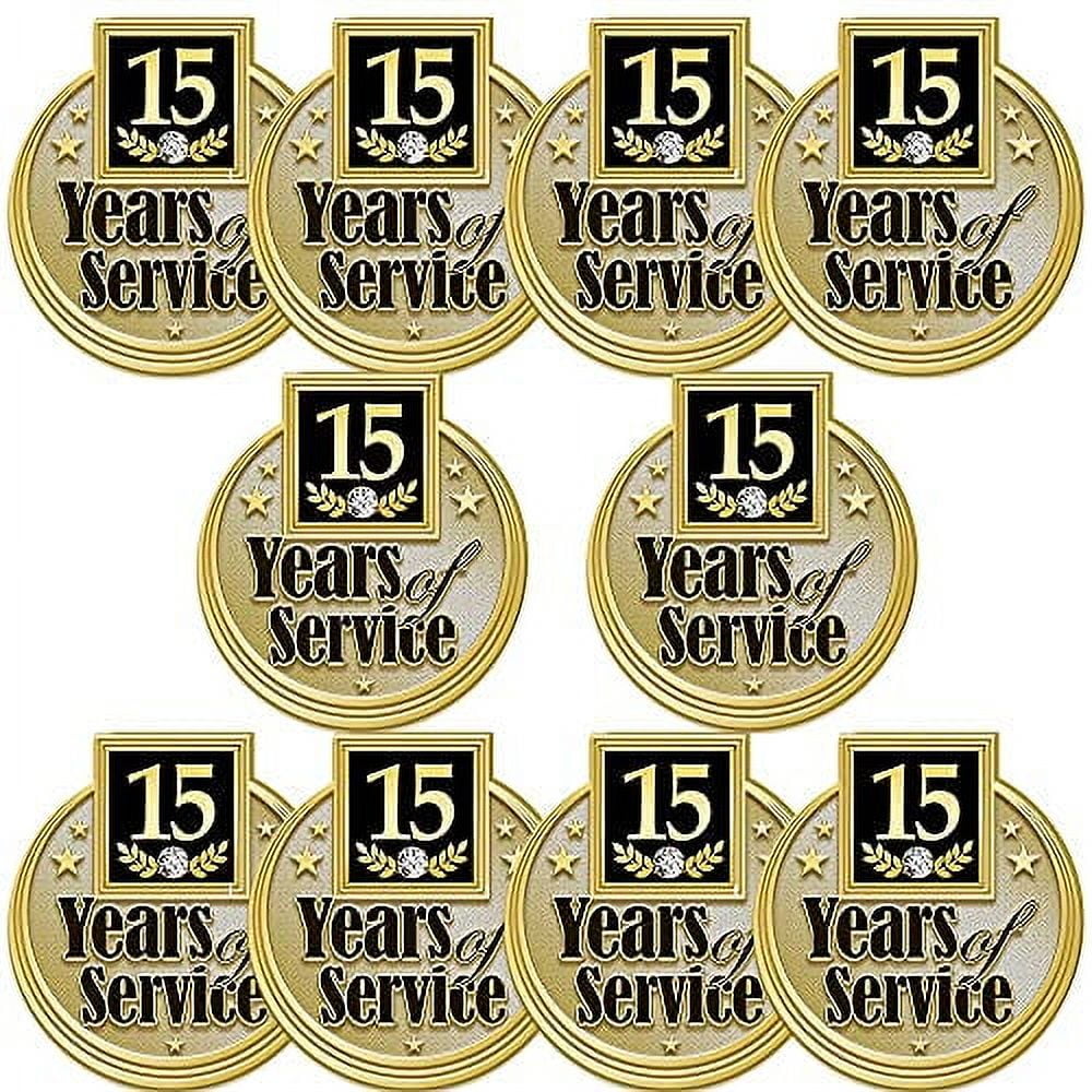 15 Years Recognition Pin, 15 Years Of Service Pins, Sold In Packs Of 10 ...