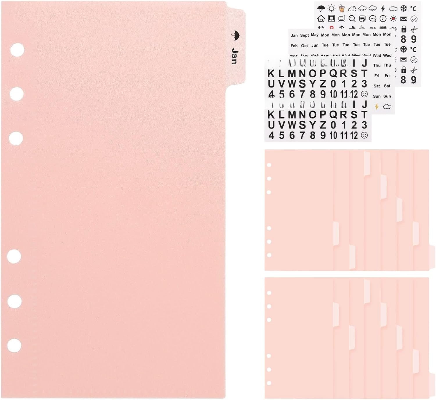 15 count A6 Binder Pocket Dividers with No Zippers Frosted Zipless ...