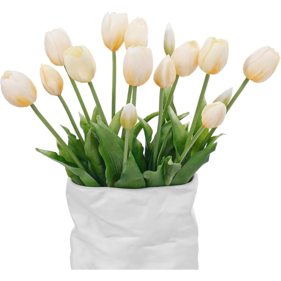 15 count Artificial Tulips Real Touch Latex Plastic Soft Faux Bouquets ...