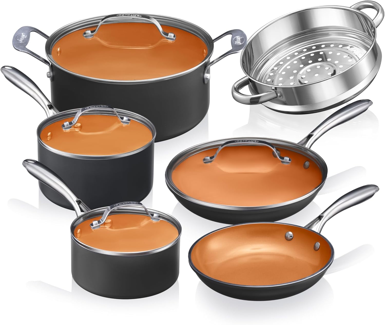 15 count Ceramic Cookware Set, Ceramic Pots and Pans Set Non with ...