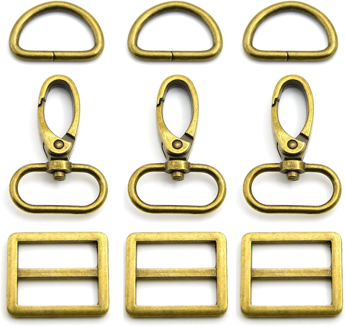 15 count Metal Swivel Snaps Hooks with D Rings and Tri-Glides Slide ...