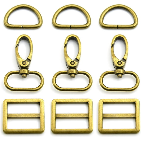 15 count Metal Swivel Snaps Hooks with D Rings and Tri-Glides Slide ...