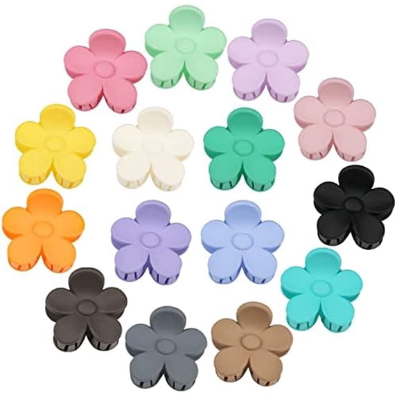 15 count Small Flower Hair Claw Clips 1.49 Inch Jaw Clips for Women ...