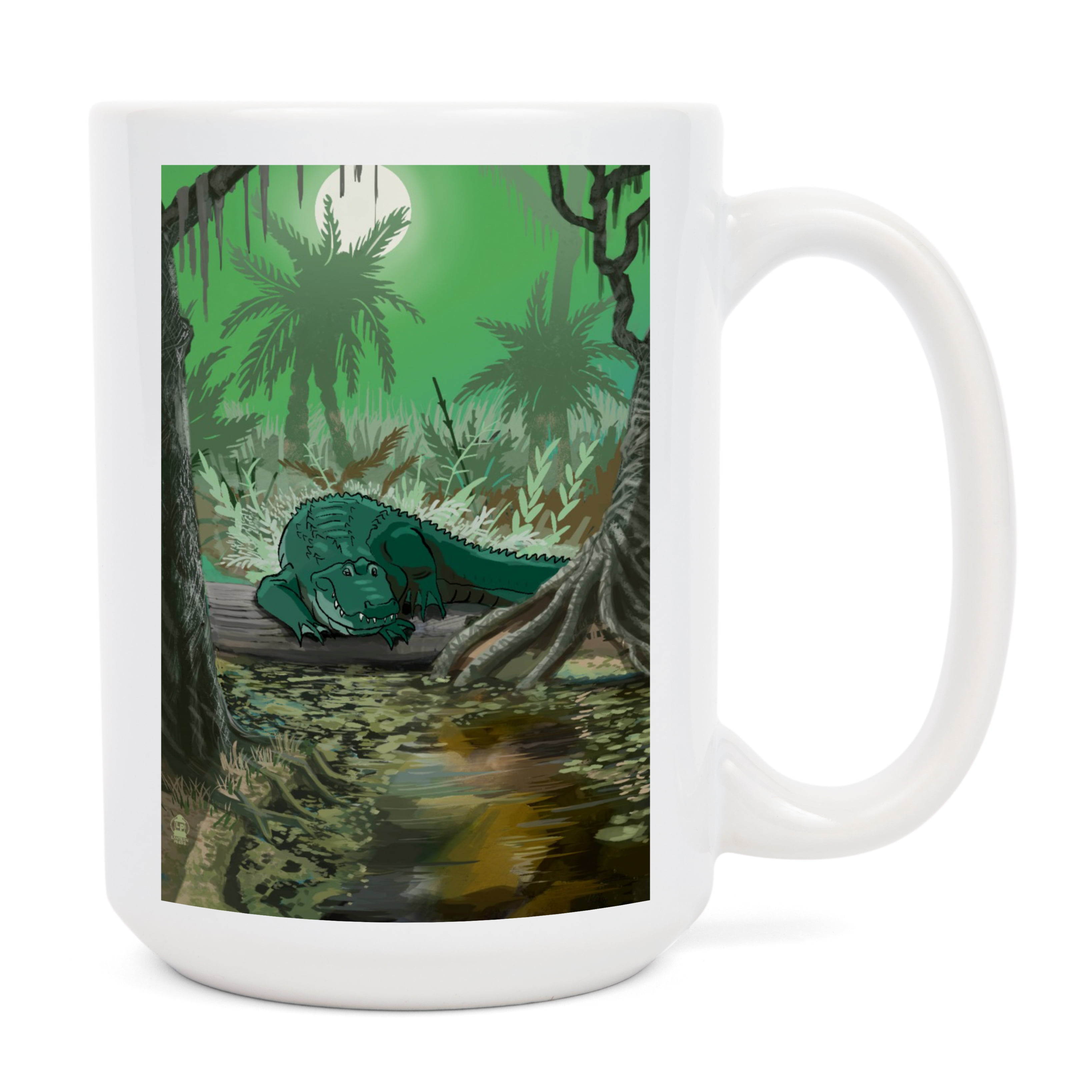 15 fl oz Ceramic Mug, Alligator in Swamp, Dishwasher & Microwave Safe ...