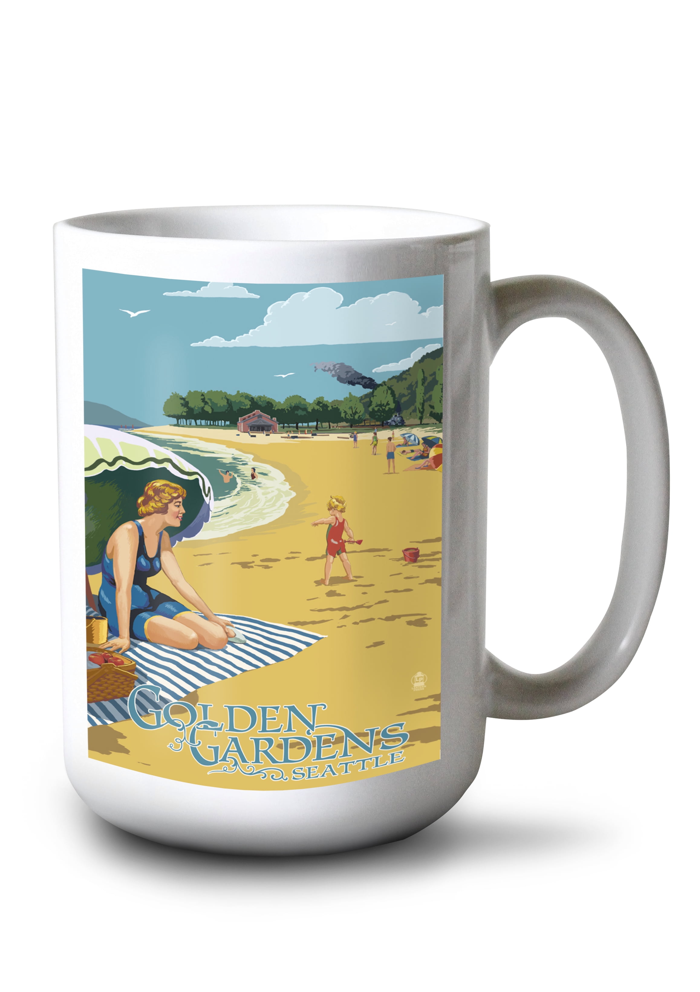 15 fl oz Ceramic Mug, Ballard, Seattle, Washington, Golden Gardens ...