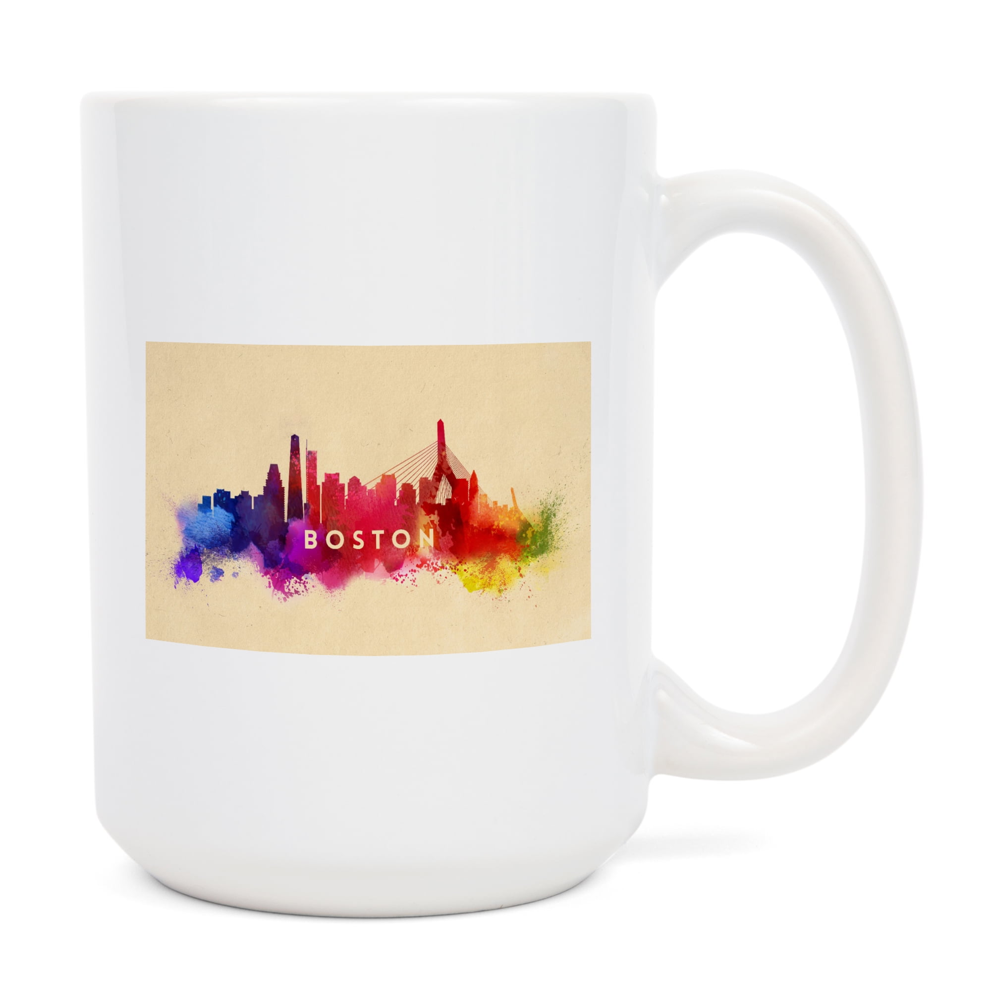 15 fl oz Ceramic Mug, Boston, Massachusetts, Skyline Abstract ...