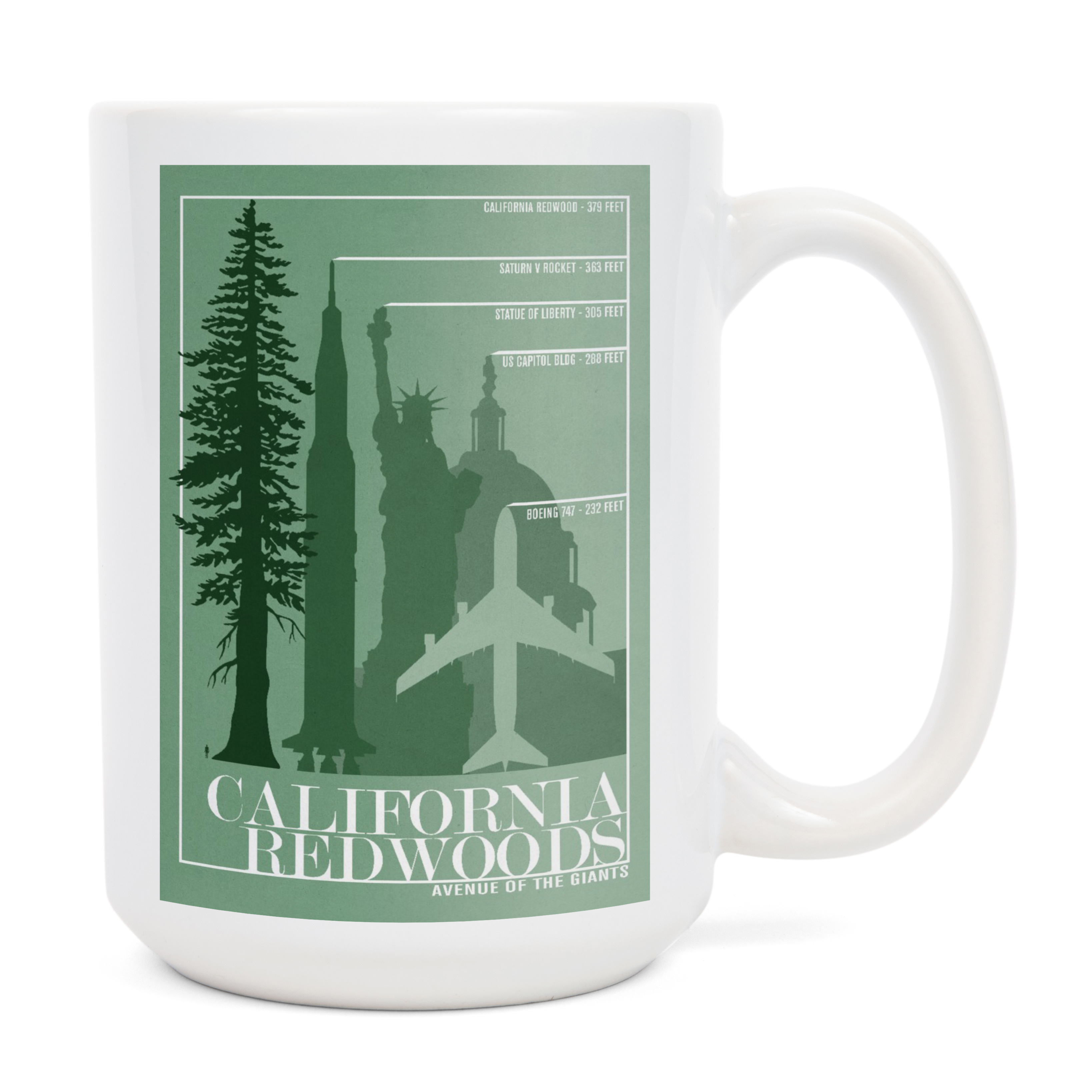 15 fl oz Ceramic Mug, California Redwoods, Avenue of the Giants ...