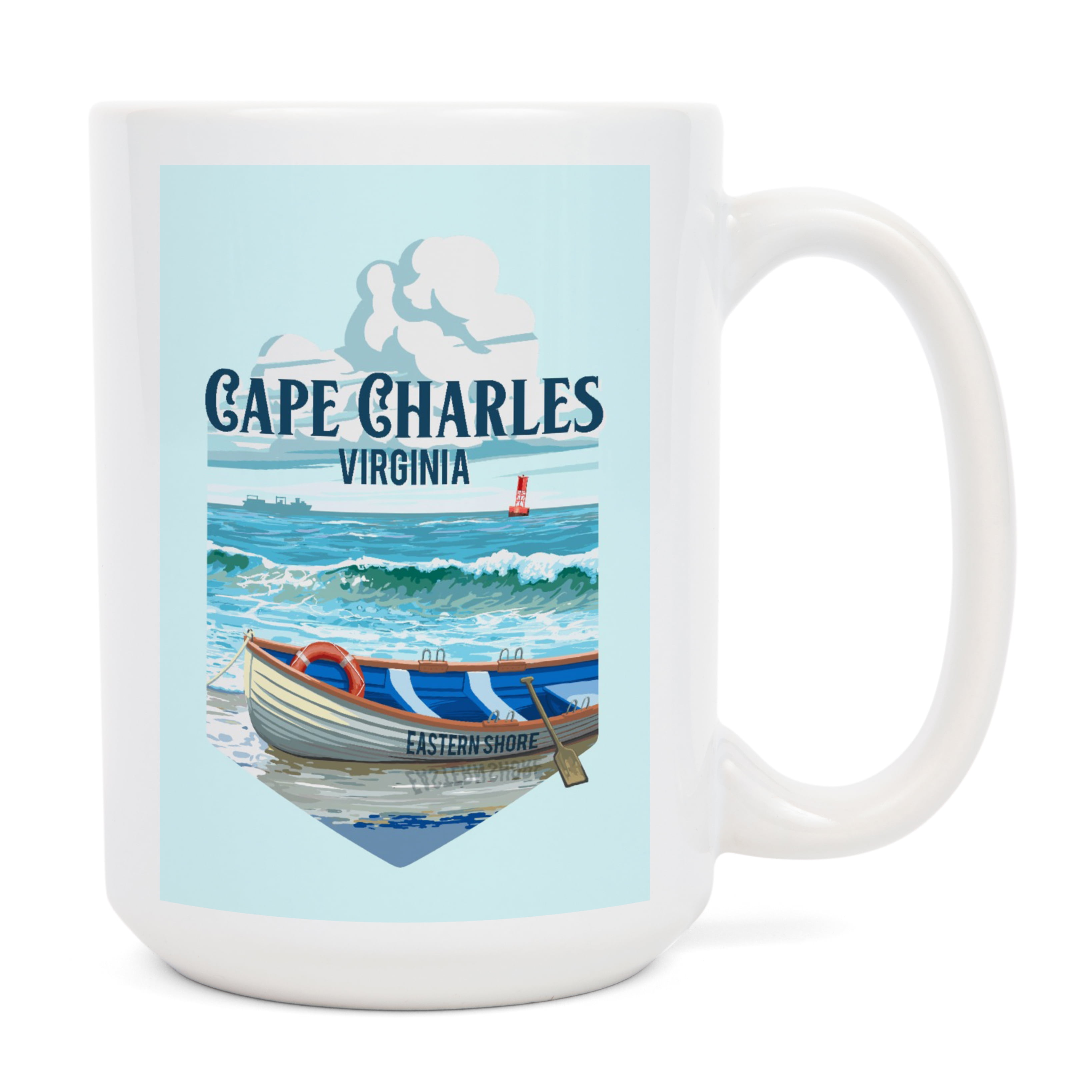 15 fl oz Ceramic Mug, Cape Charles, Virginia, Eastern Shore, Lifeboat ...