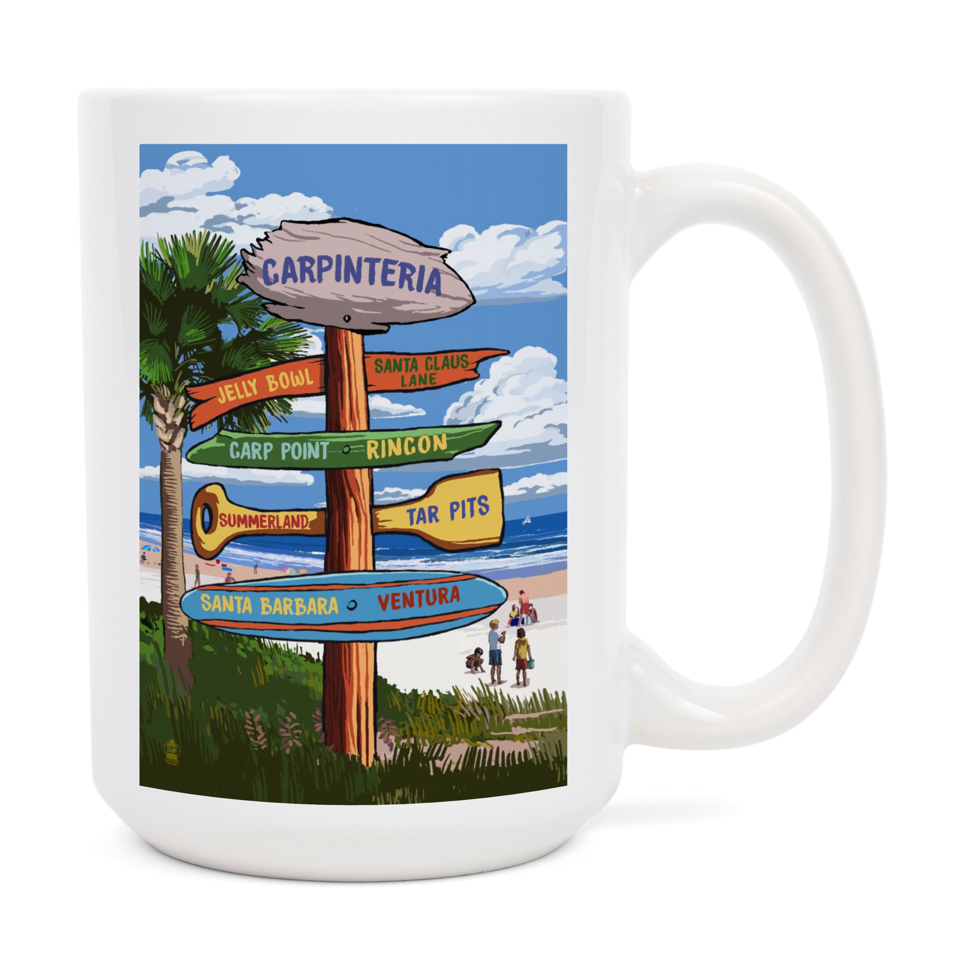 15 fl oz Ceramic Mug, Carpinteria, California, Destination Signpost ...