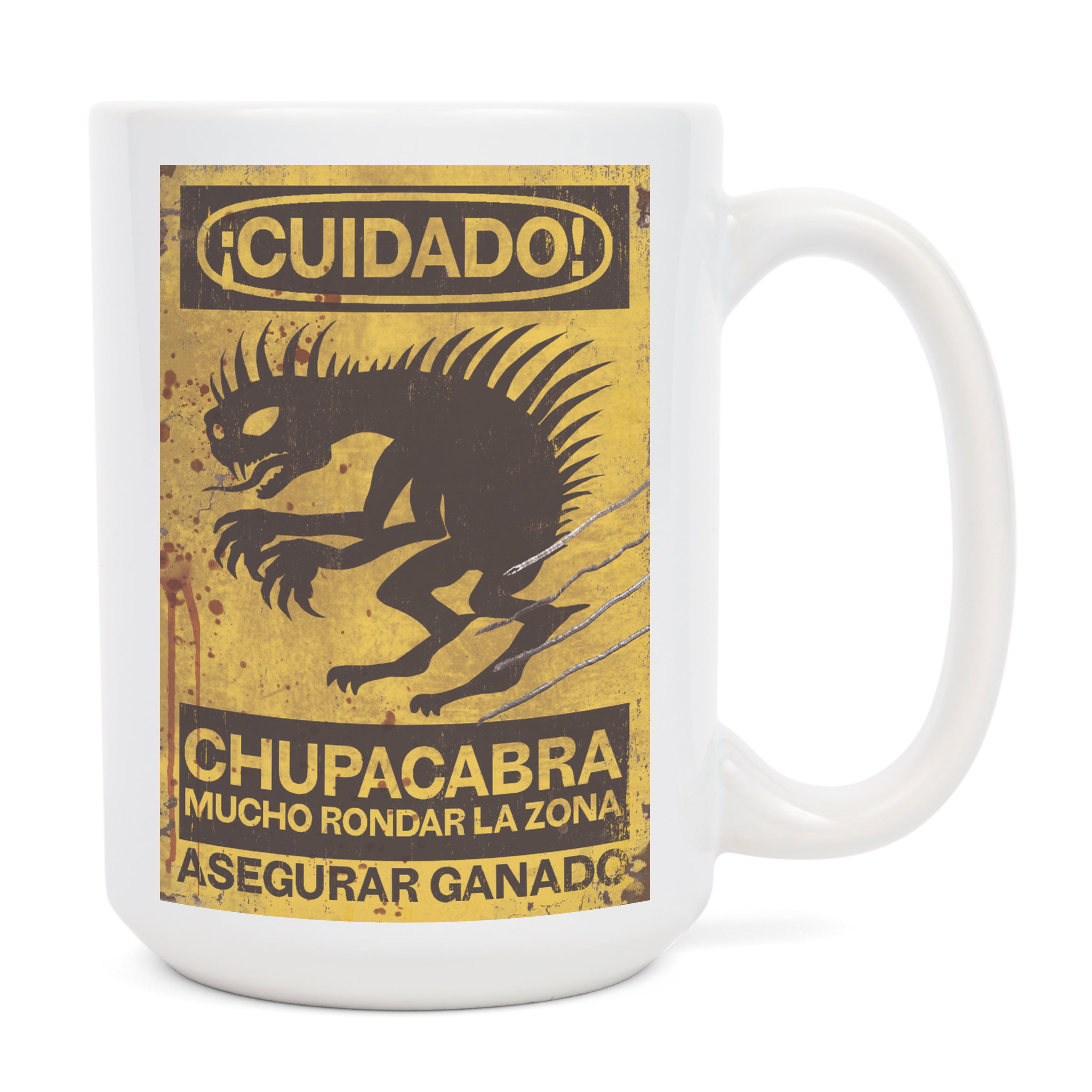 15 fl oz Ceramic Mug, Chupacabra Area, Spanish, Dishwasher & Microwave ...