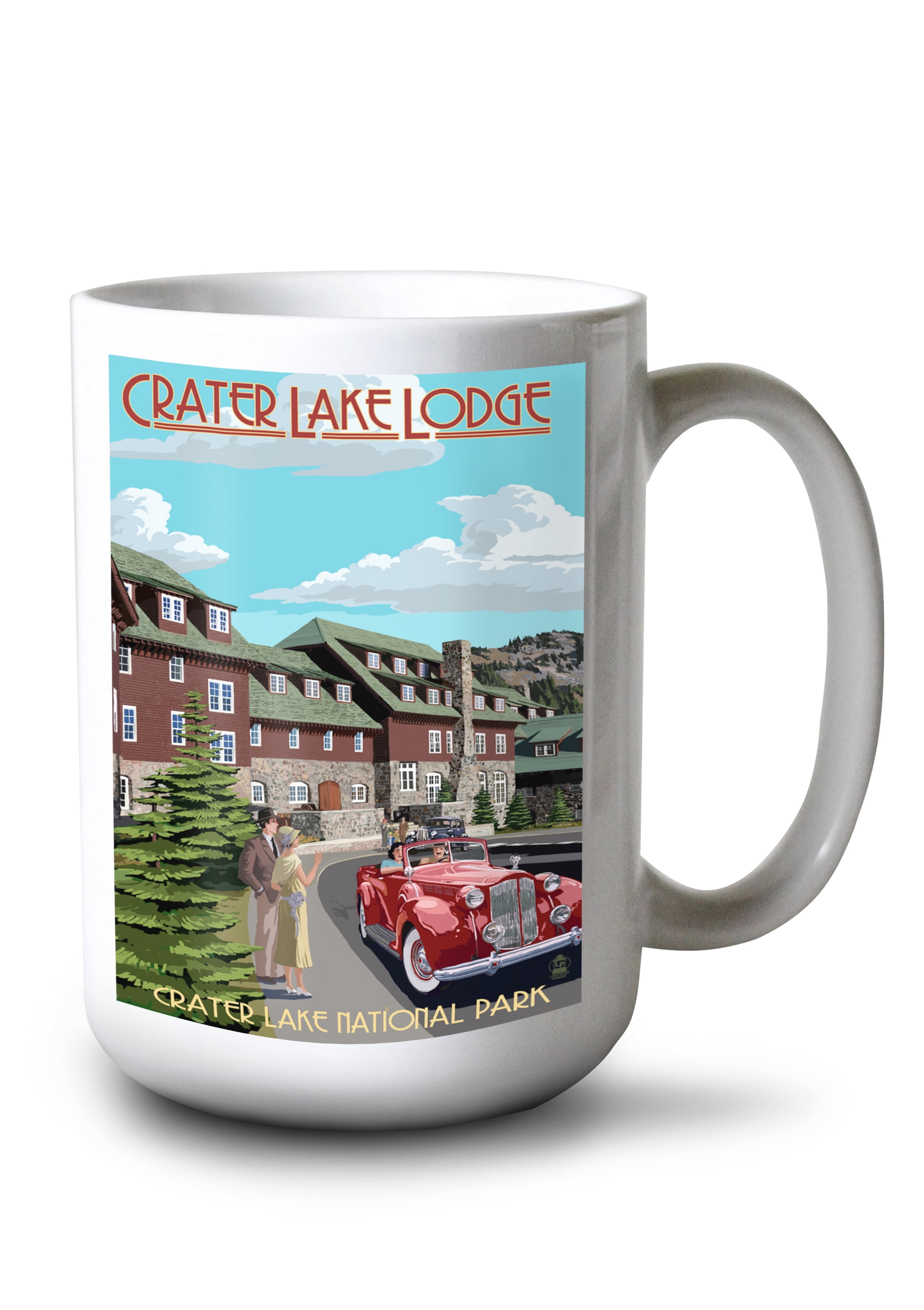 15 fl oz Ceramic Mug, Crater Lake National Park, Oregon, Lodge Entrance ...
