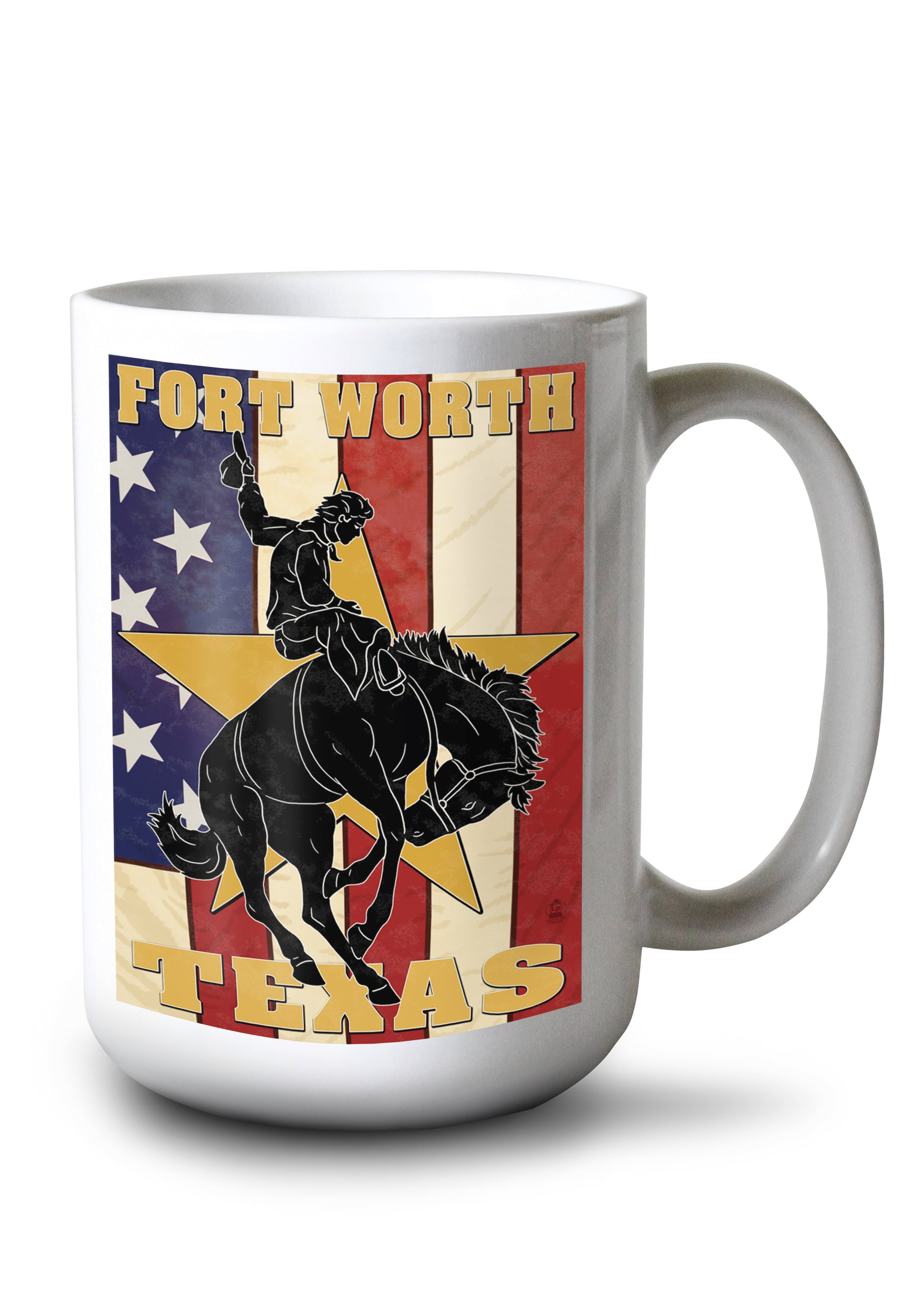 15 fl oz Ceramic Mug, Fort Worth, Texas, Cowboy and Bucking Bronco ...