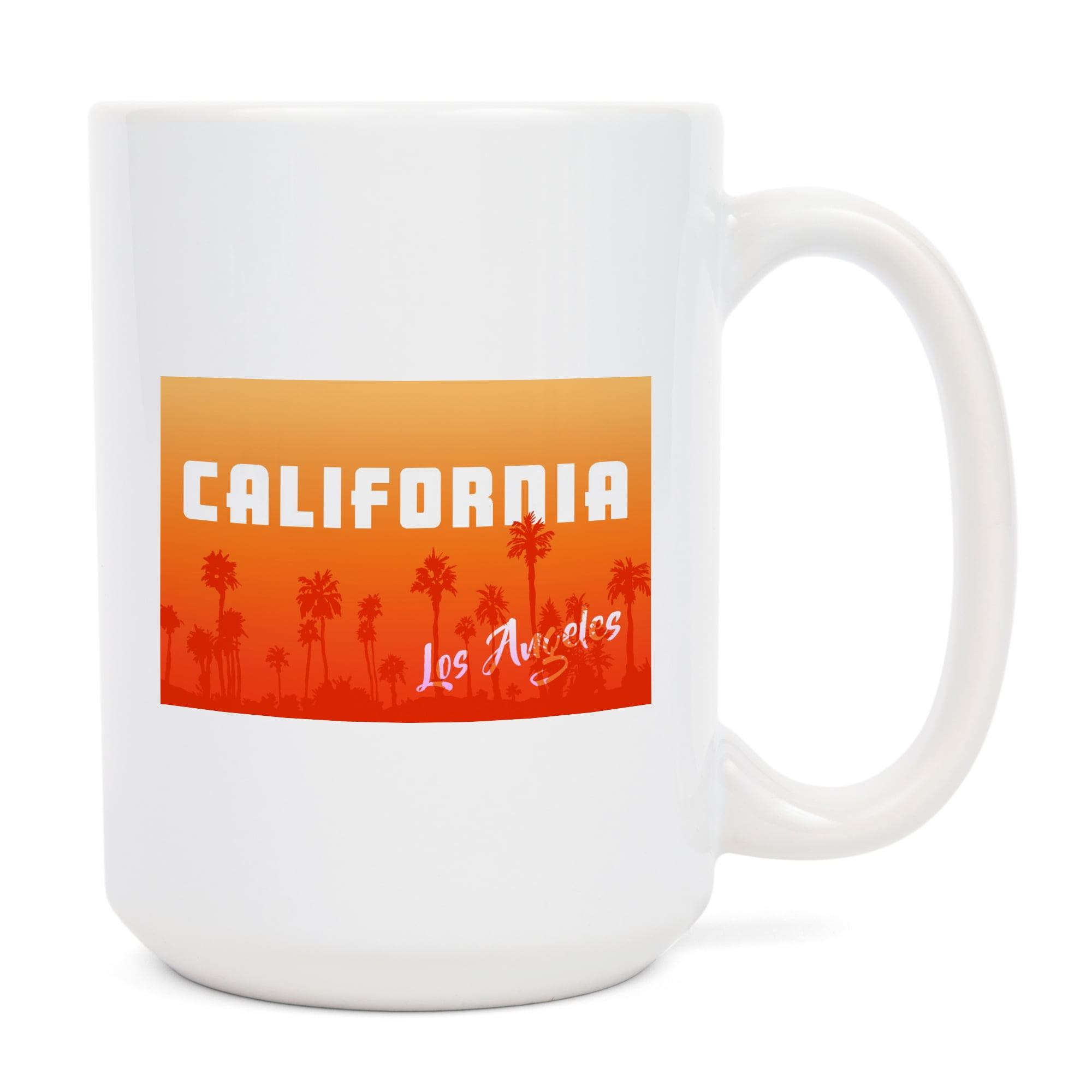 15 fl oz Ceramic Mug, Los Angeles, California, Palm Trees, Dishwasher ...