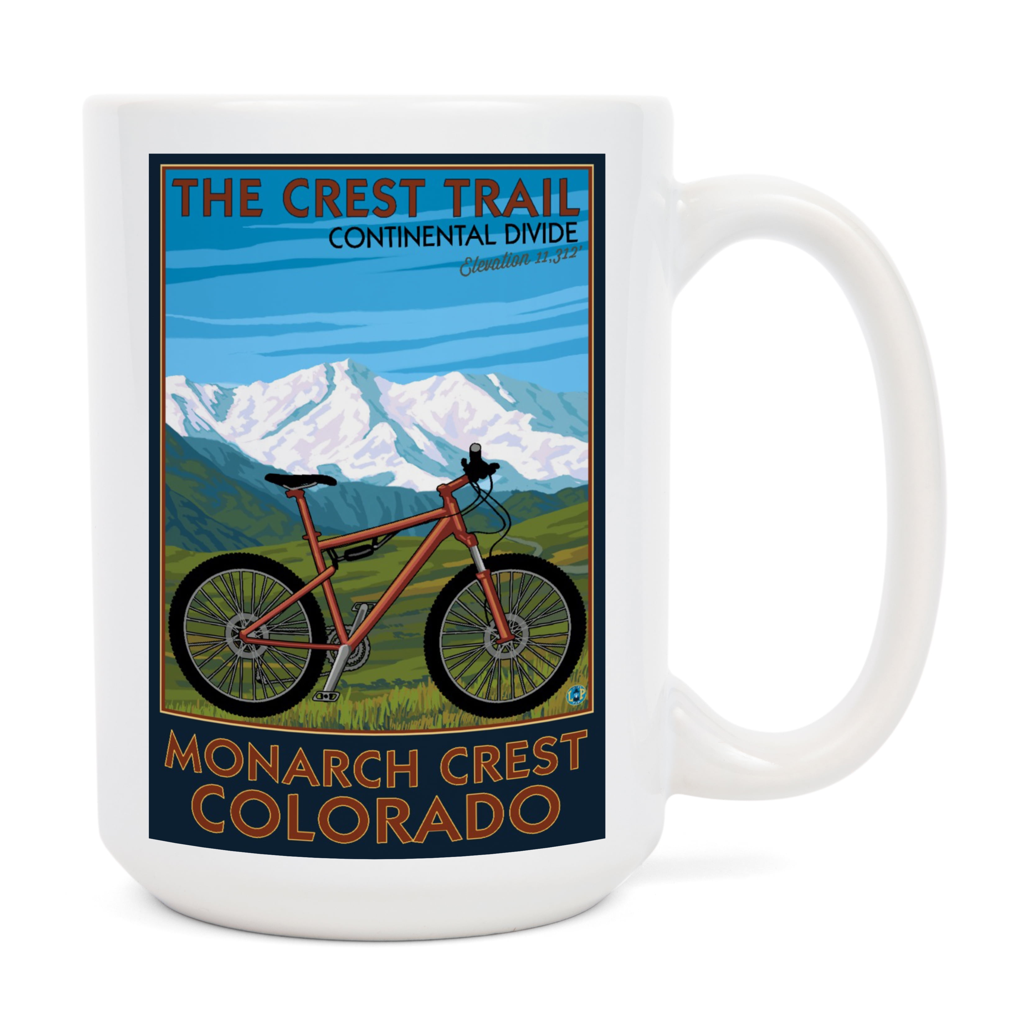 15 fl oz Ceramic Mug, Monarch Crest, Colorado, The Crest Trail, Mountain Bike Scene, Dishwasher ...
