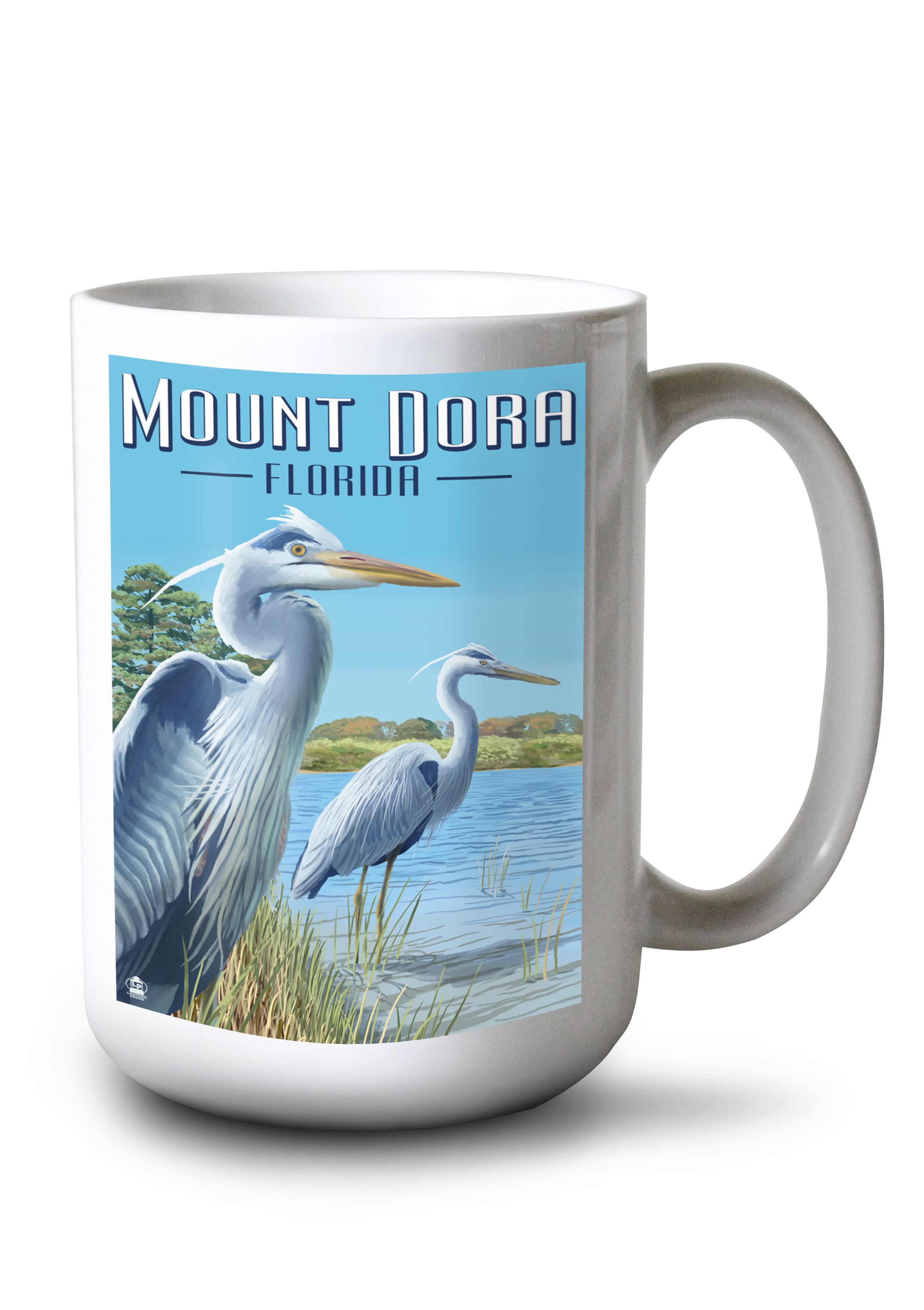 15 fl oz Ceramic Mug, Mount Dora, Florida, Blue Herons, Dishwasher ...