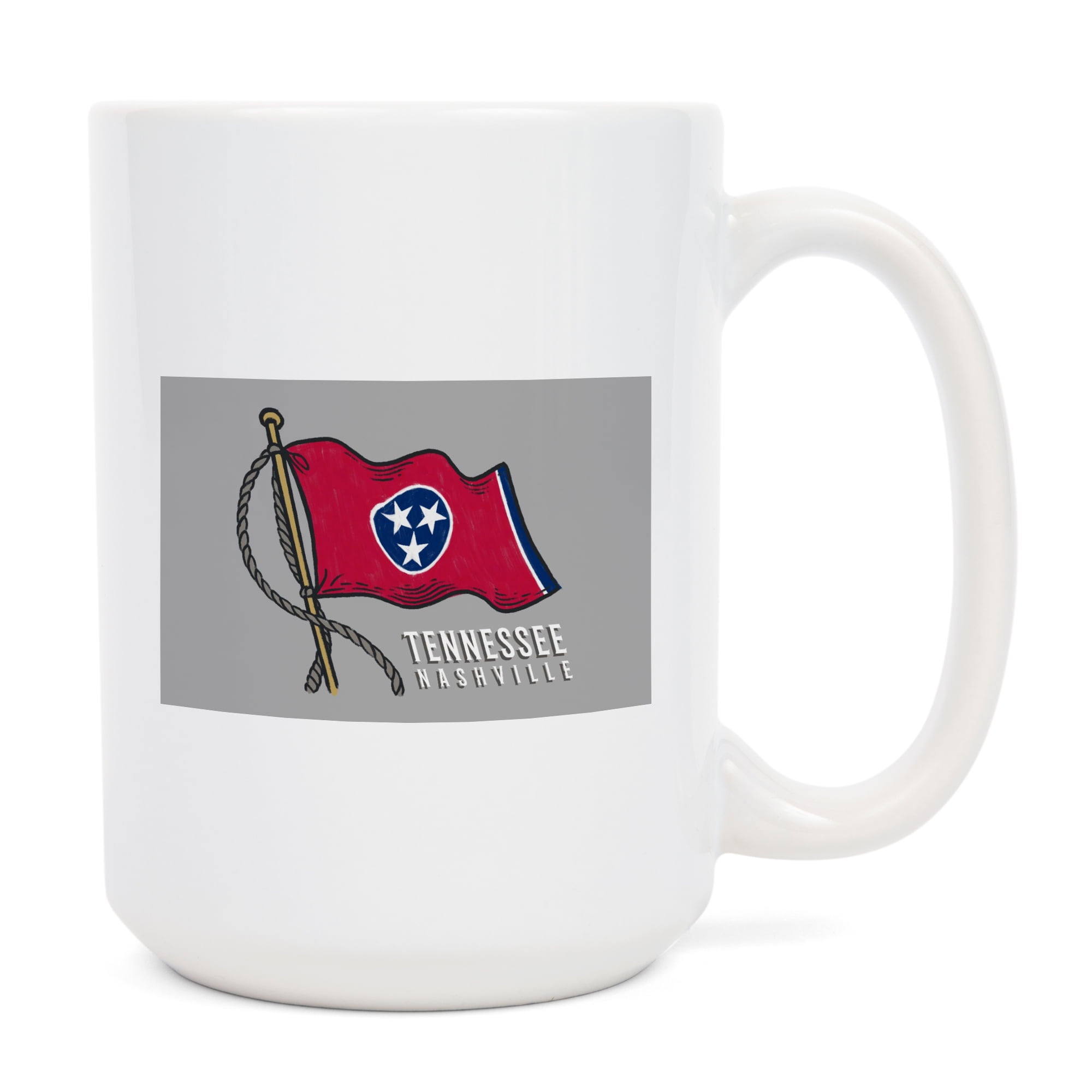 15 fl oz Ceramic Mug, Nashville, Tennessee, Waving State Flag, State ...