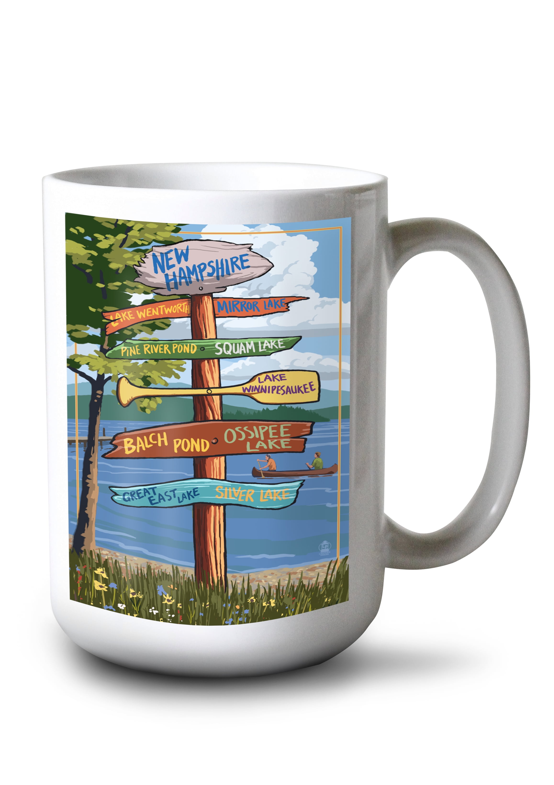 15 fl oz Ceramic Mug, New Hampshire, Destinations Signpost, Dishwasher ...