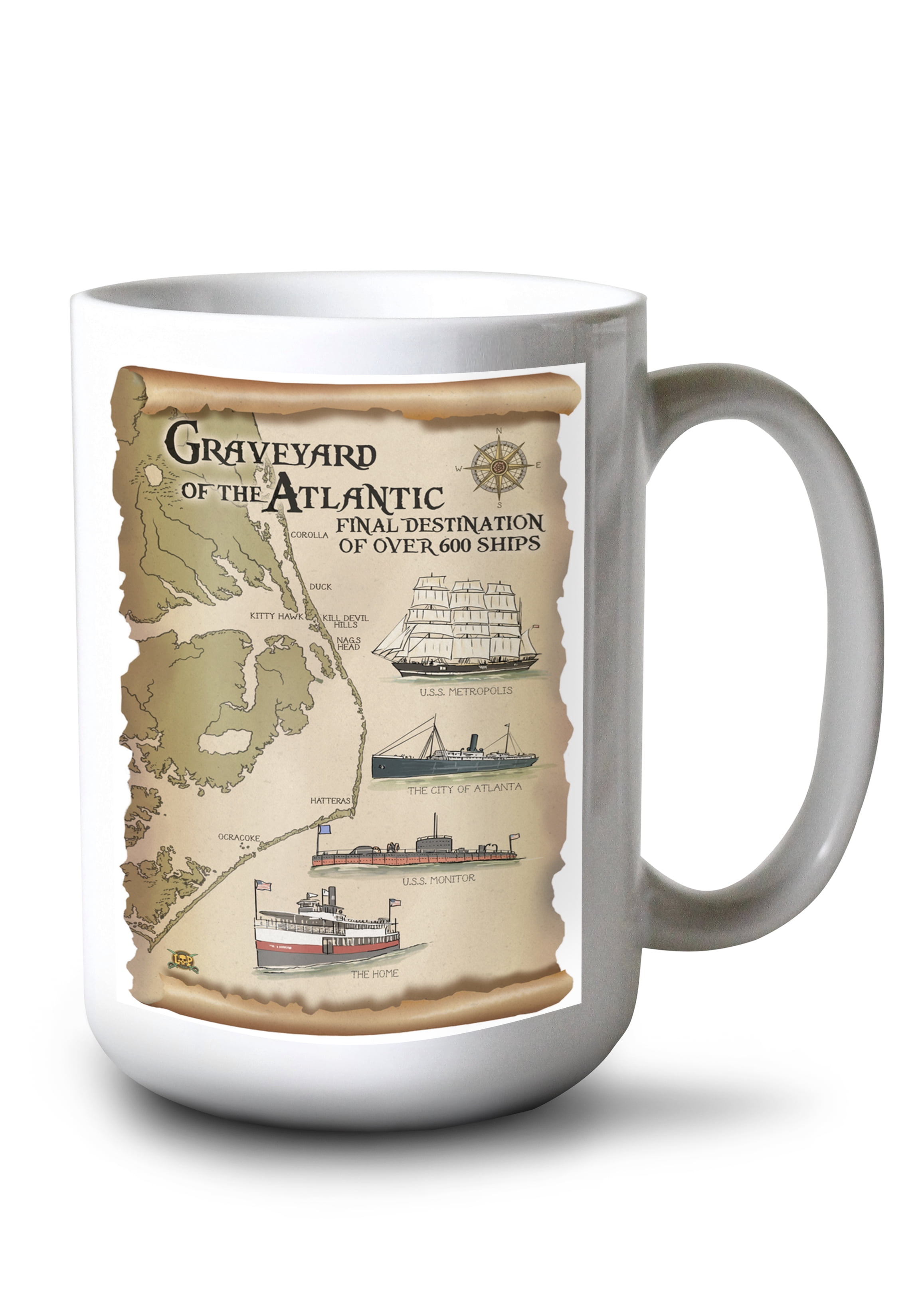 15 fl oz Ceramic Mug, Outer Banks, North Carolina, Graveyard of the ...