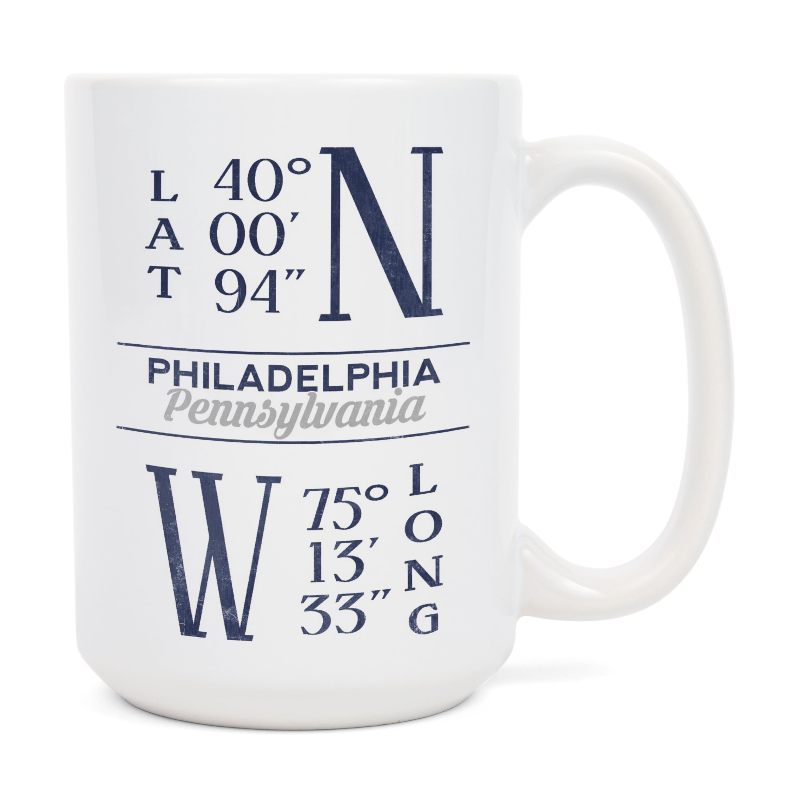 15 fl oz Ceramic Mug, Philadelphia, Pennsylvania, Latitude and ...