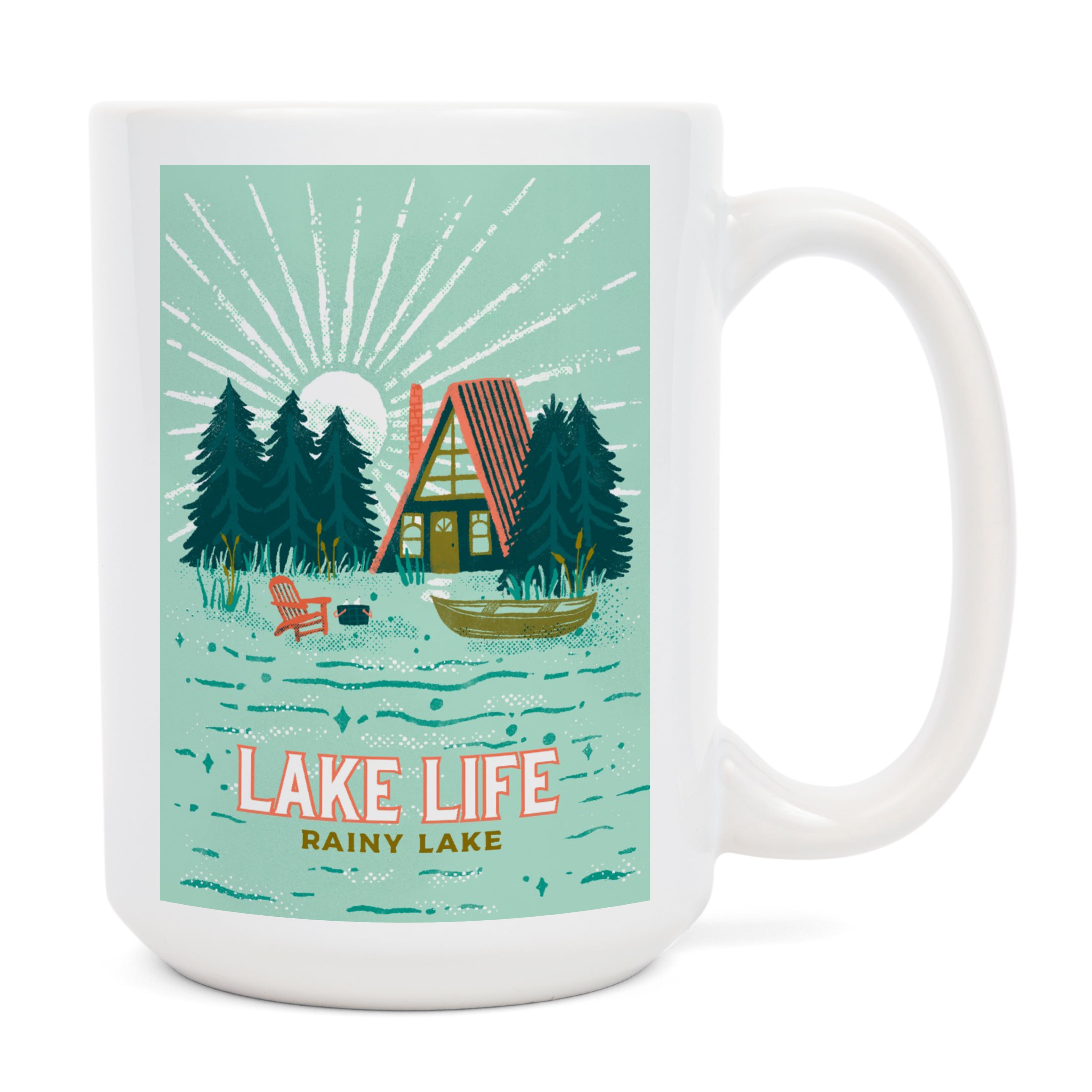 15 fl oz Ceramic Mug, Rainy Lake, Minnesota, Lake Life Series, Lake ...