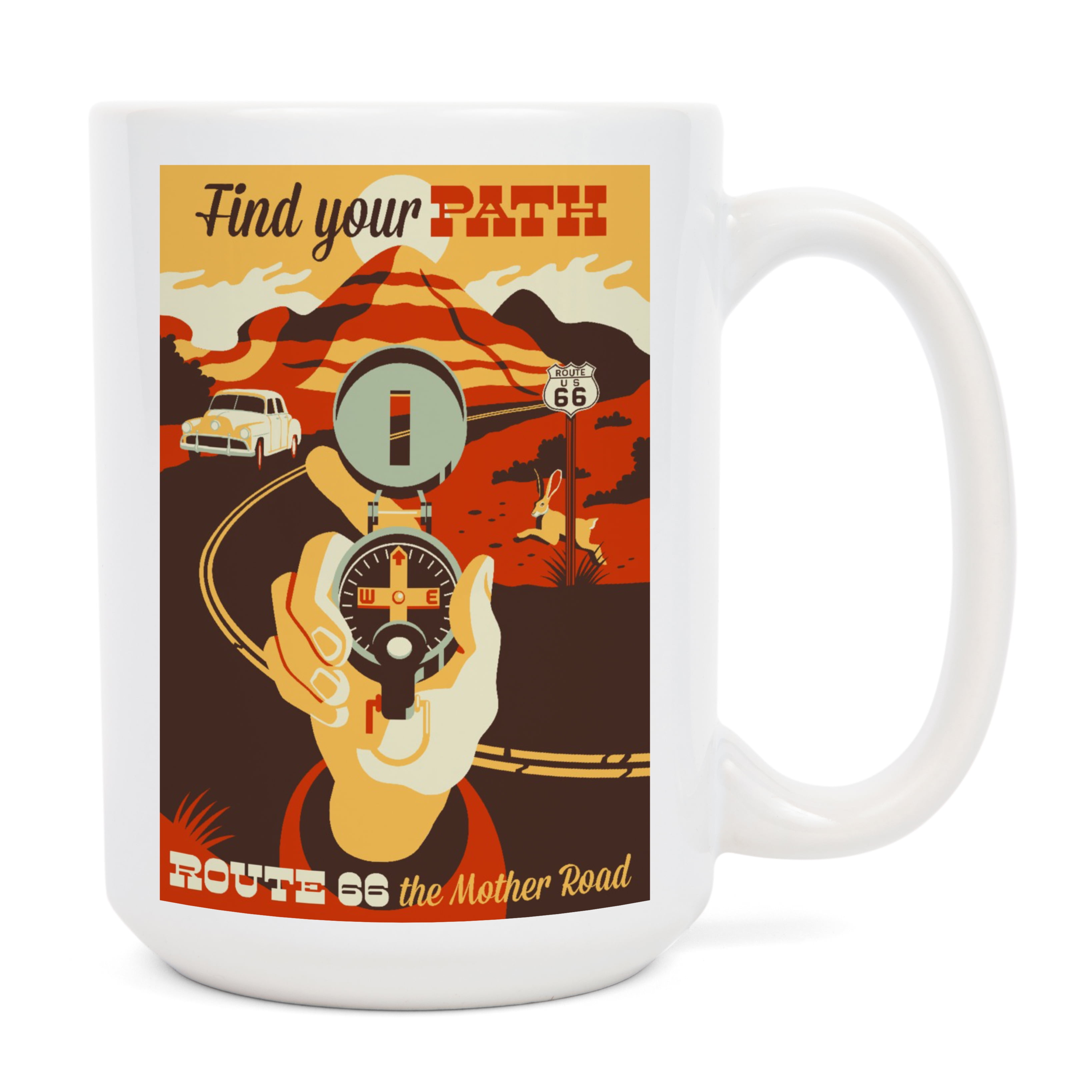 15 fl oz Ceramic Mug, Route 66, The Mother Road, Find Your Path ...