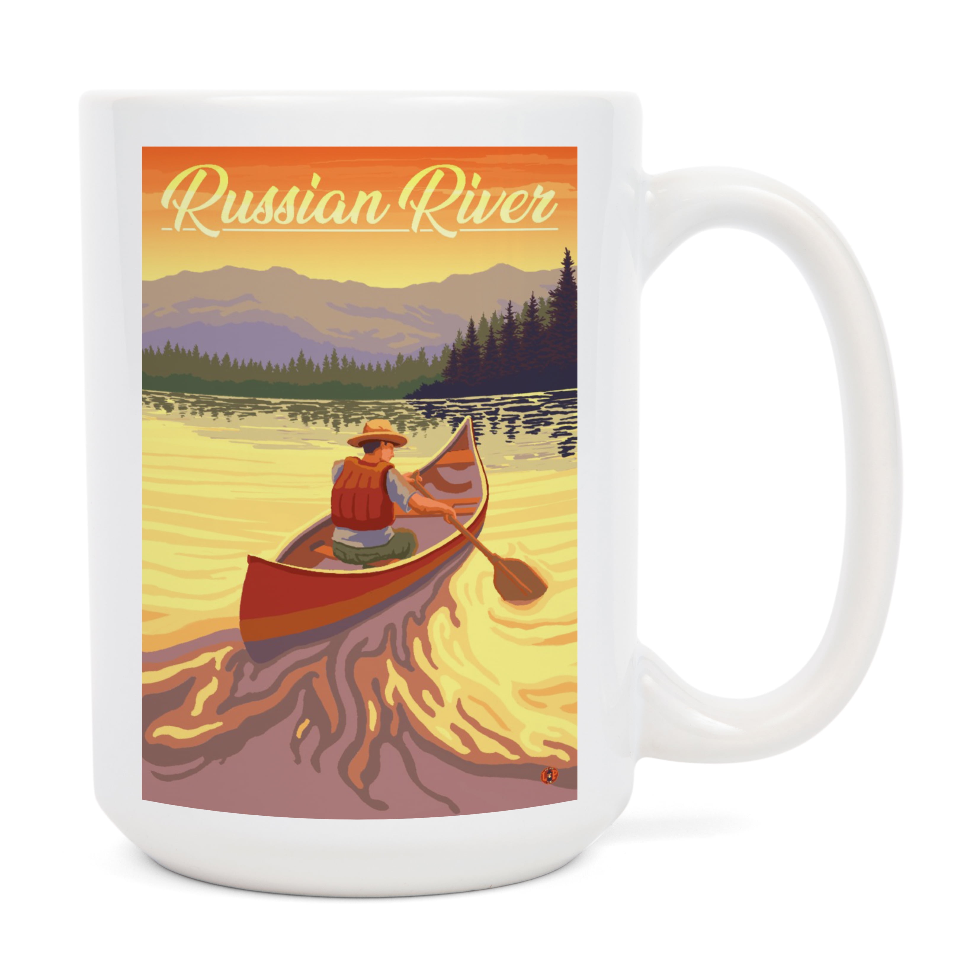 15 fl oz Ceramic Mug, Russian River, California, Canoe Scene ...