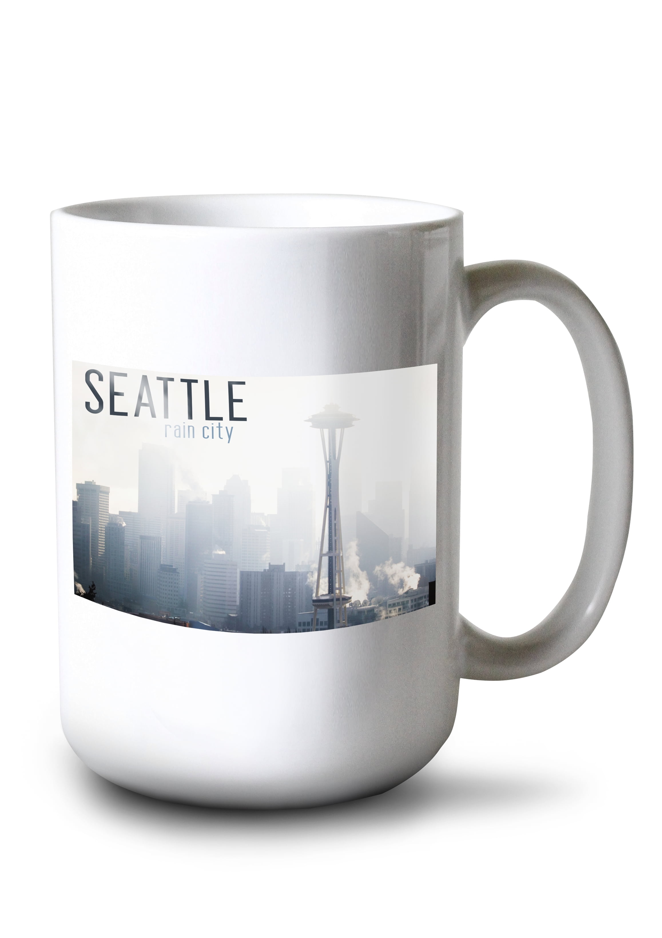 15 fl oz Ceramic Mug, Seattle, Washington, Space Needle and Skyline Fog ...