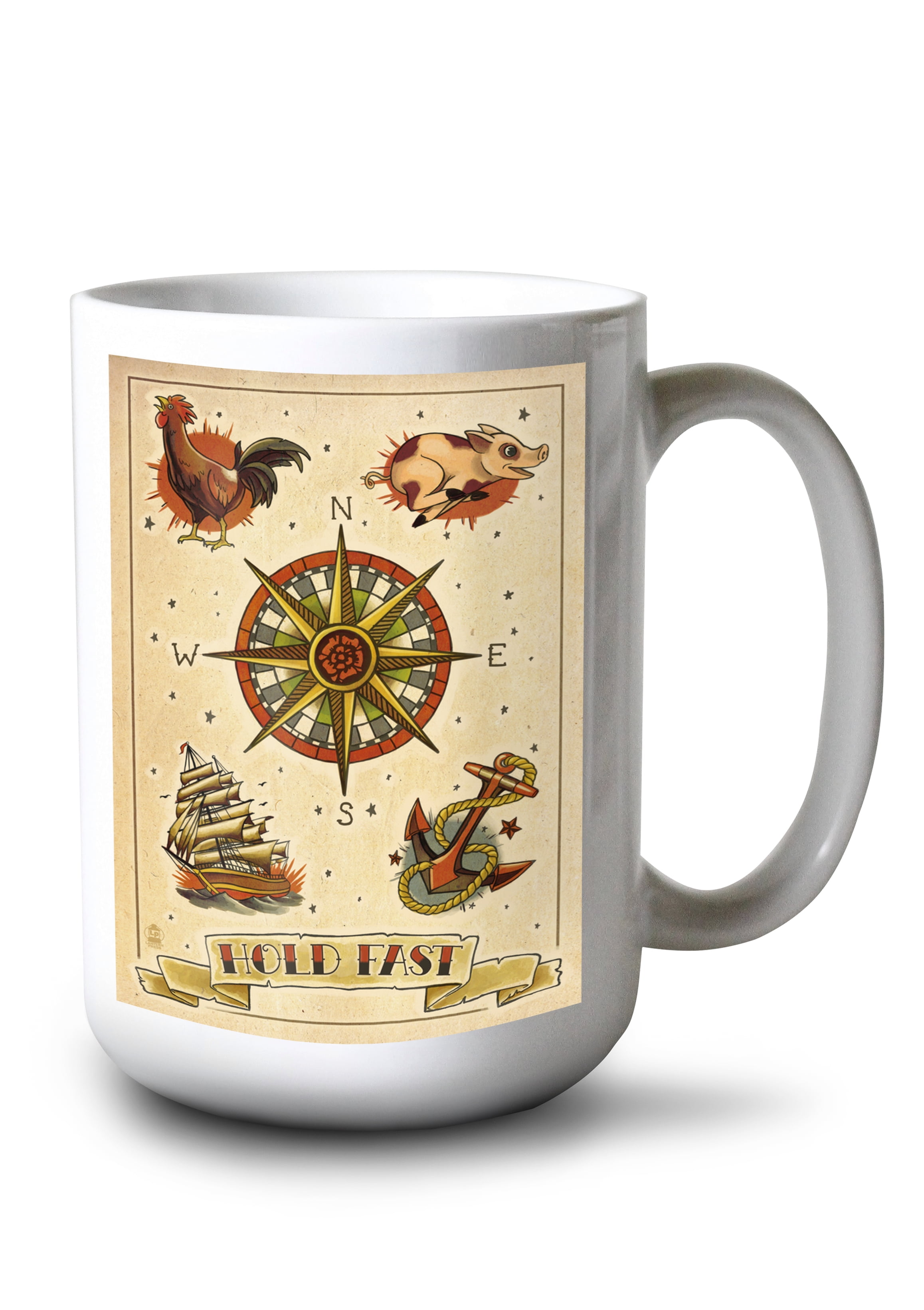 15 fl oz Ceramic Mug, Tattoo Flash Sheet, Sailors, Dishwasher ...