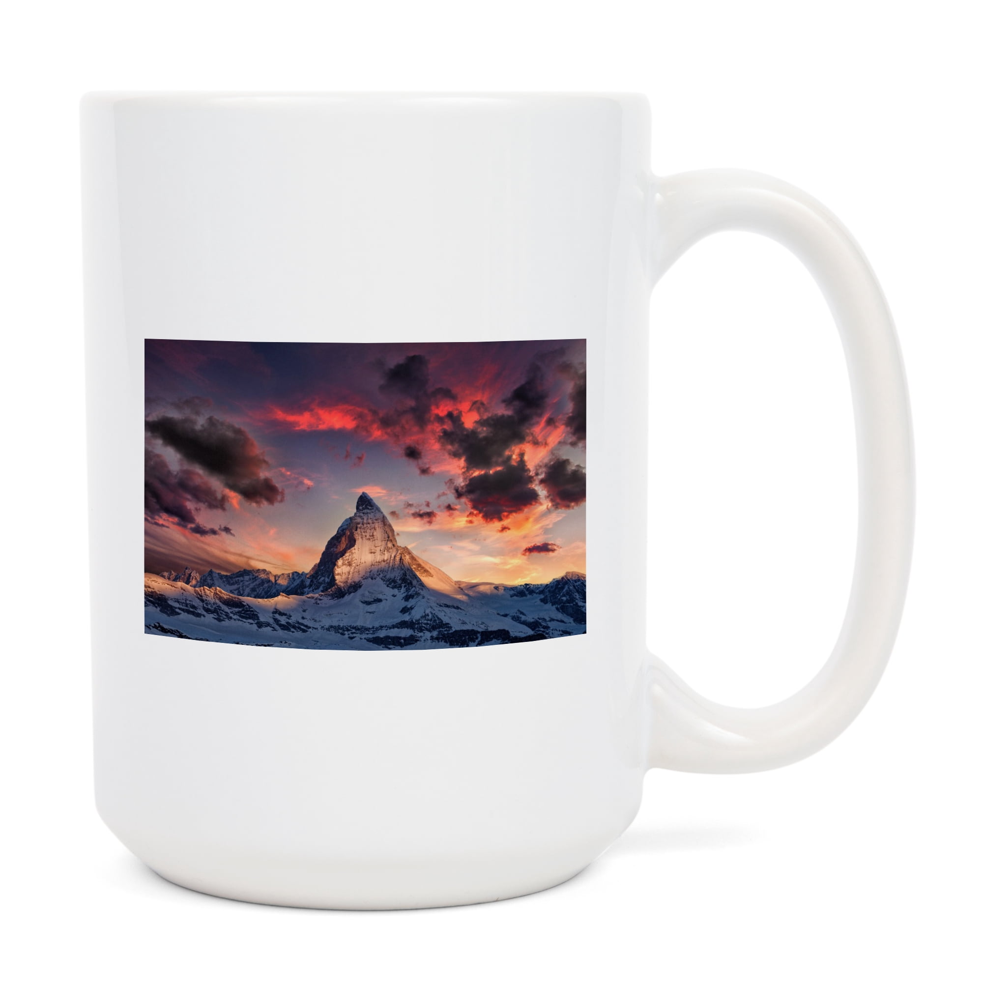 15 fl oz Ceramic Mug, The Alps, Switzerland, Matterhorn Mountain Peak ...