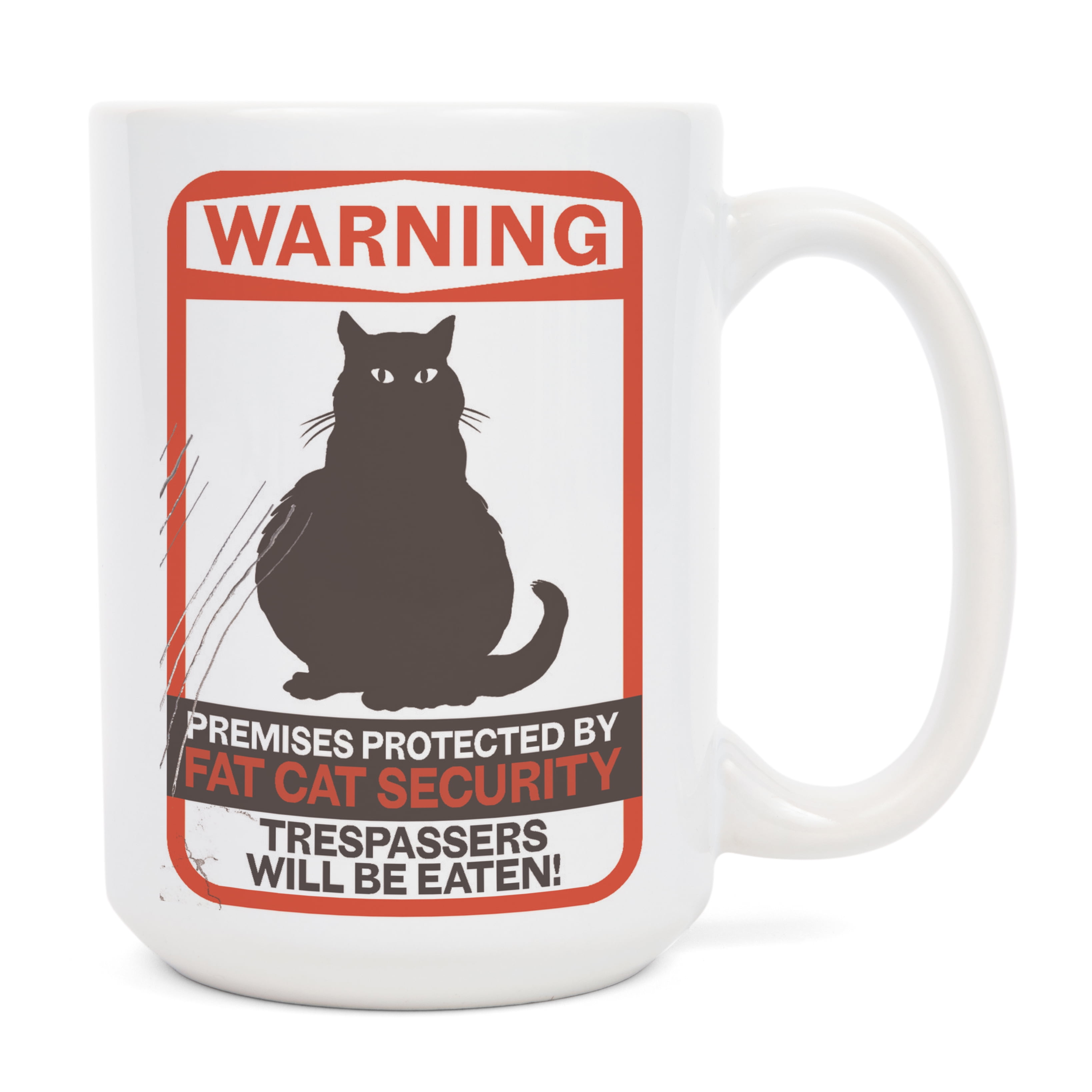 15 fl oz Ceramic Mug, Warning, Fat Cat, Dishwasher & Microwave Safe ...