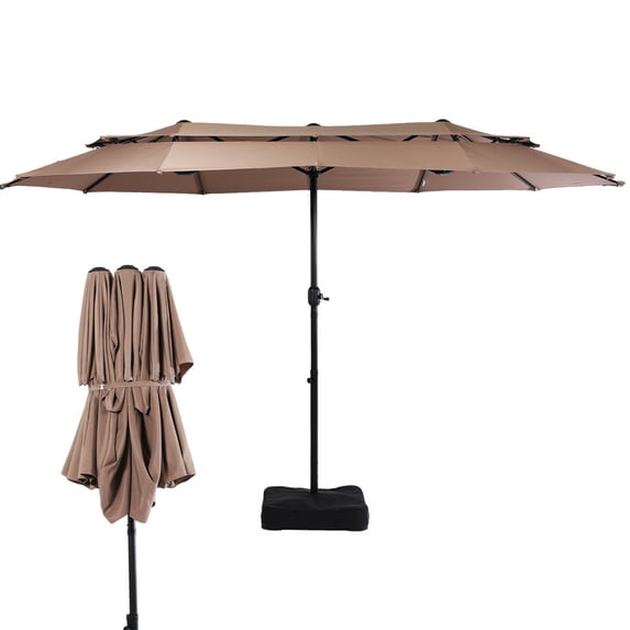 15 ft Double-Sided Double-Layer Outdoor Patio Umbrella, Large Rectangle ...