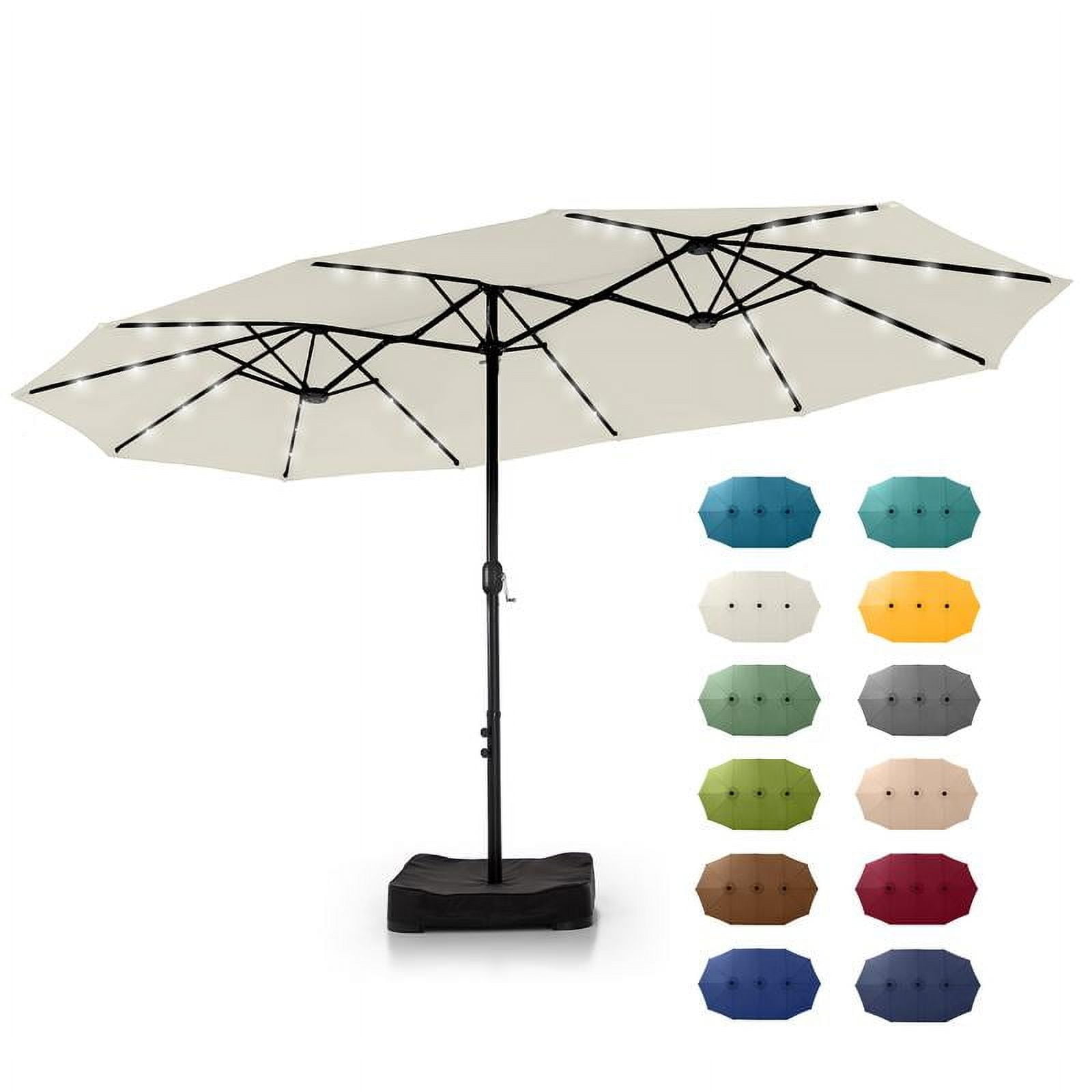 PHI VILLA 15 ft Extra Large Patio Umbrella with 36 LED Lights, Metal ...