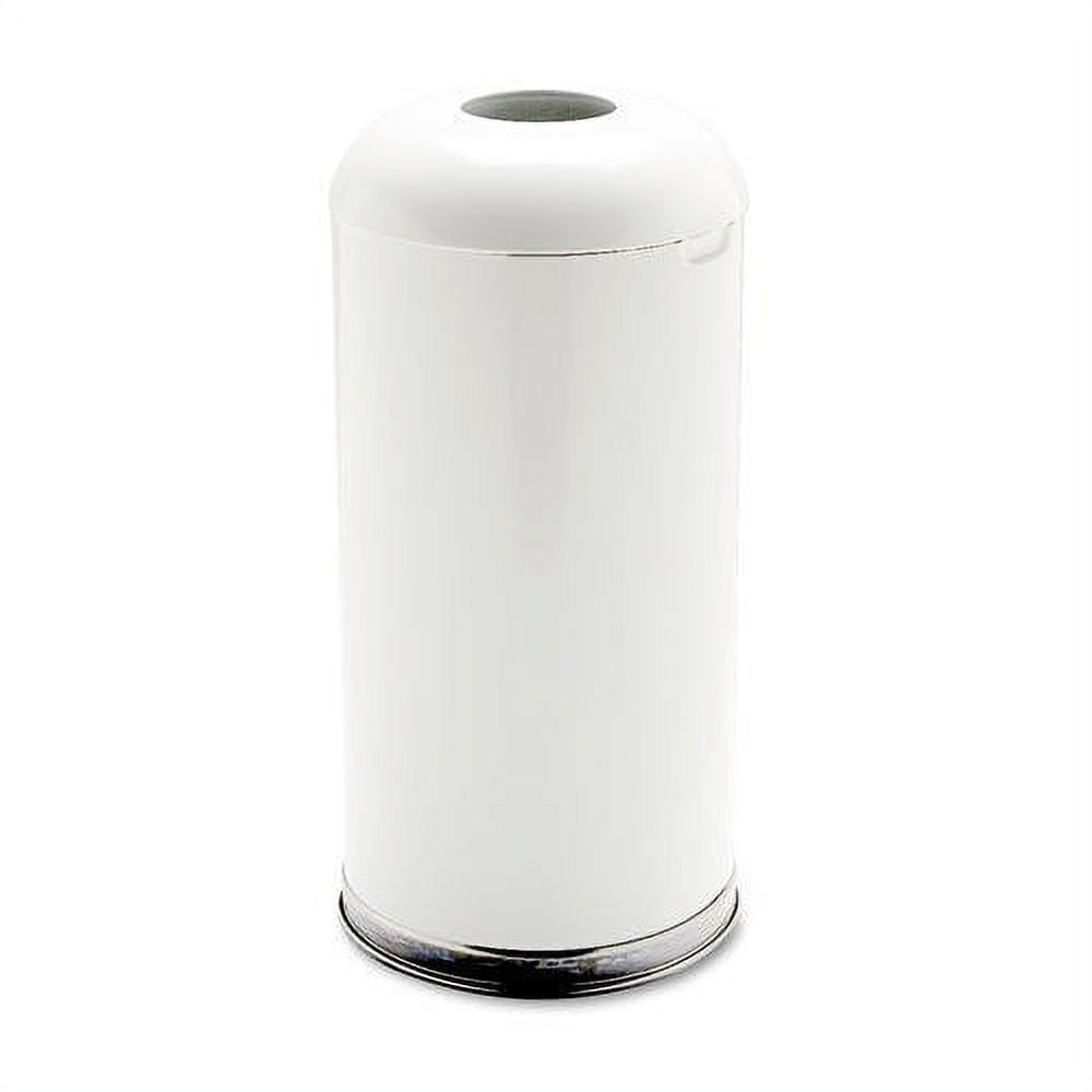 15 gal. Fire-Resistant Steel, Round Open Top Receptacle - White ...