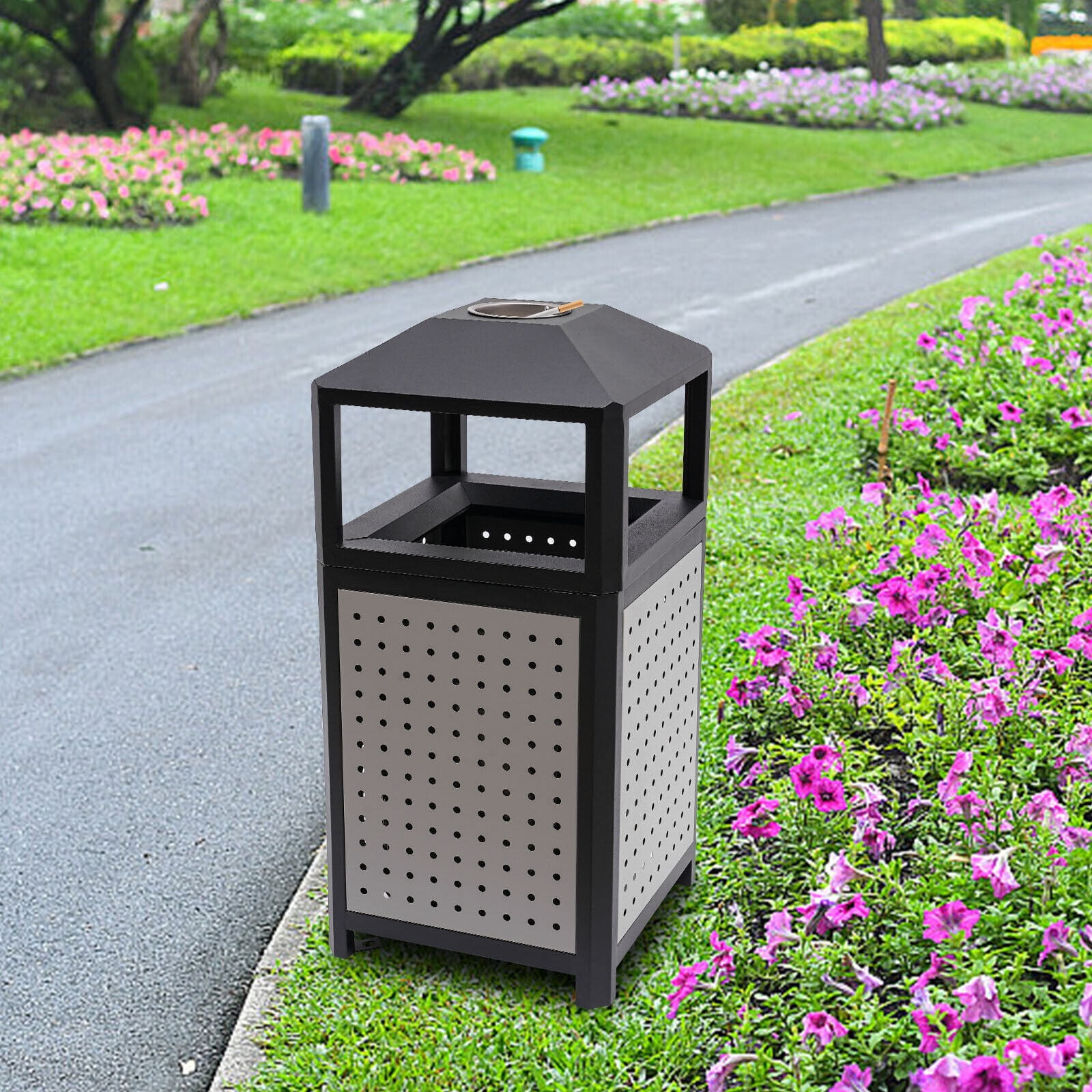 15-gallon Large Capacity Commercial Waste Container, Outdoor Trash Can ...